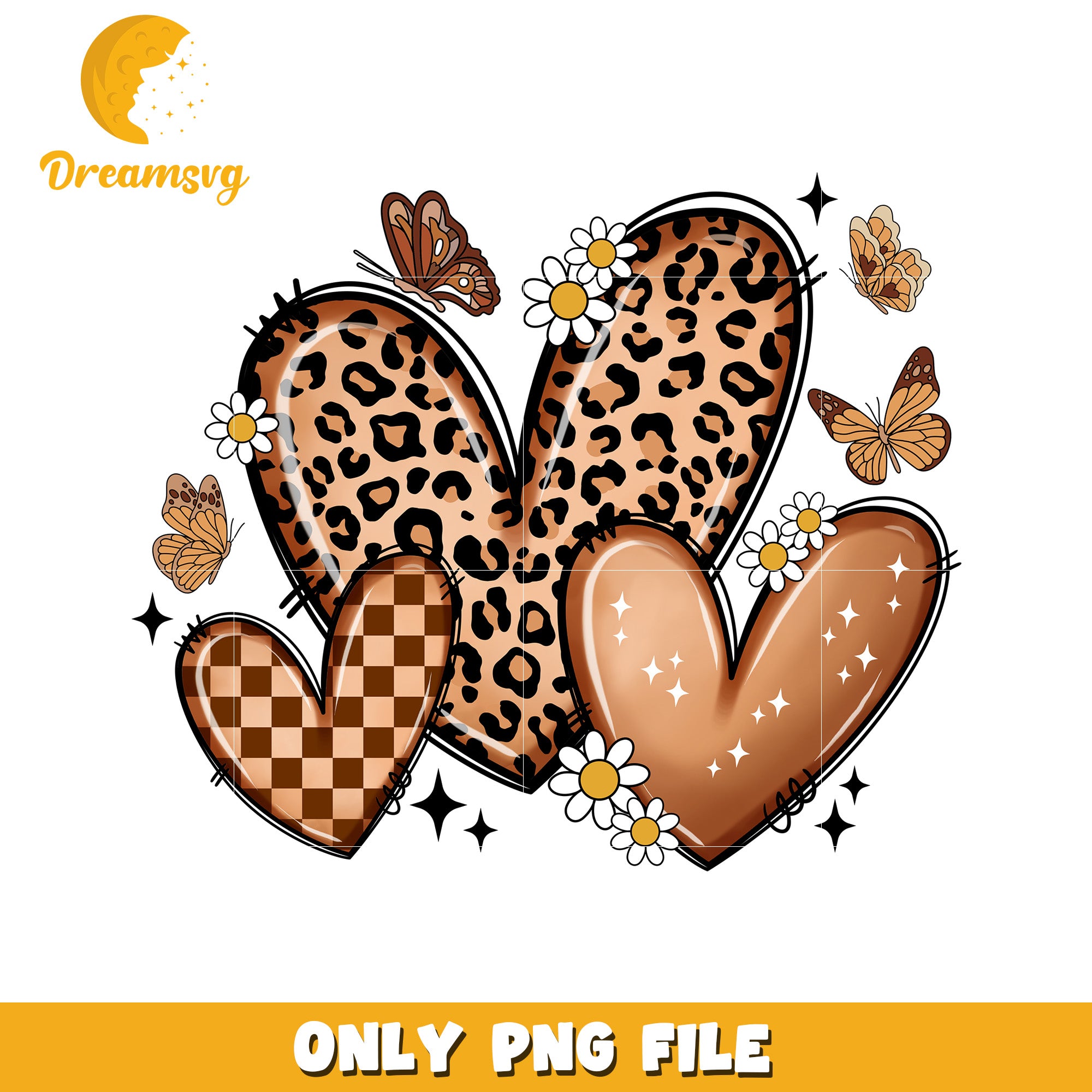 Leopard & Checkered Hearts PNG – DreamSVG Store