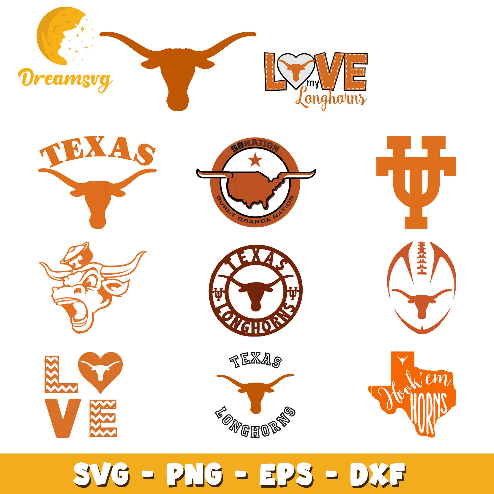 Texas longhorns logo ncaa bundle svg, texas longhorns football svg ...