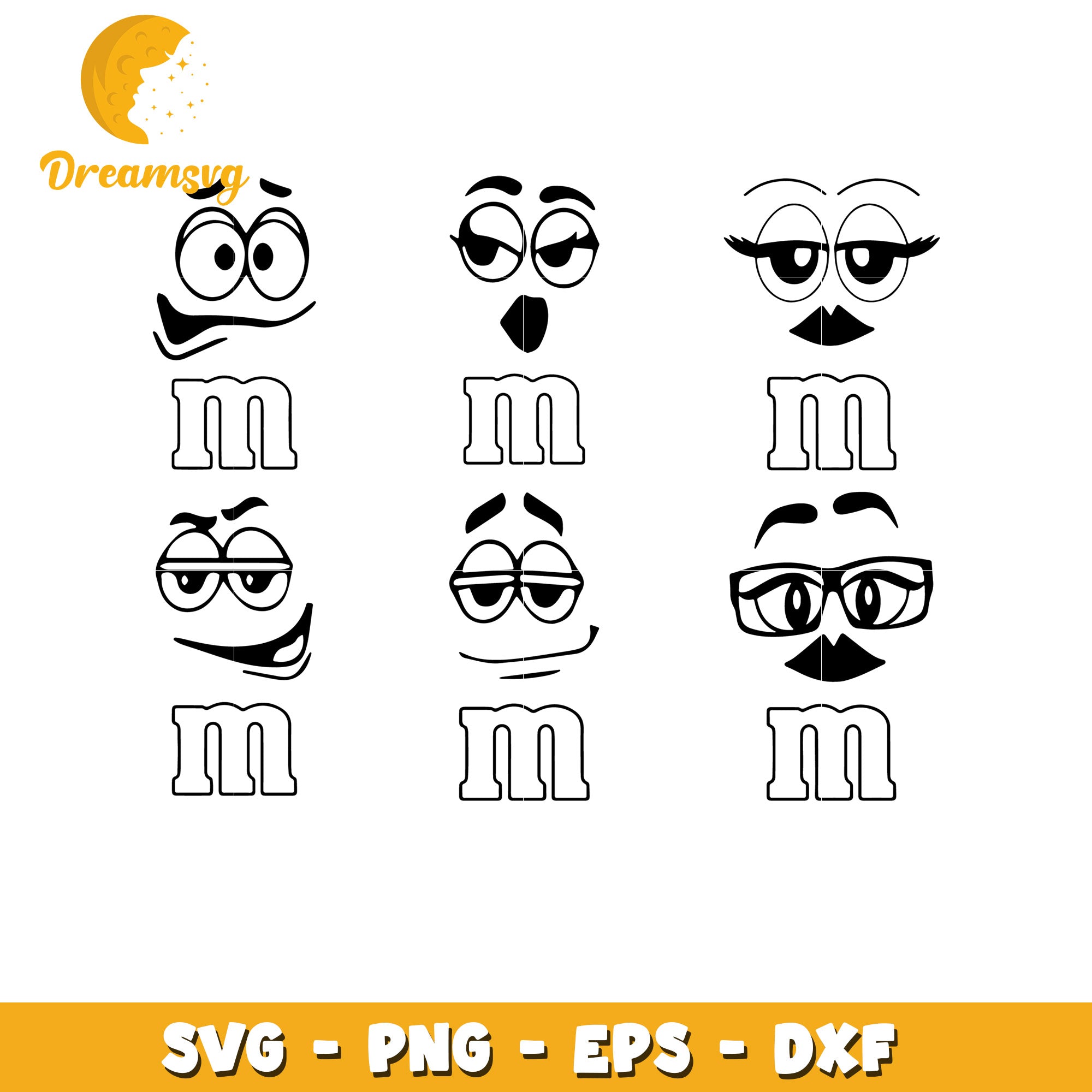 Faces Gestures Mimic Printing bundle svg, M & M emotion svg – DreamSVG ...