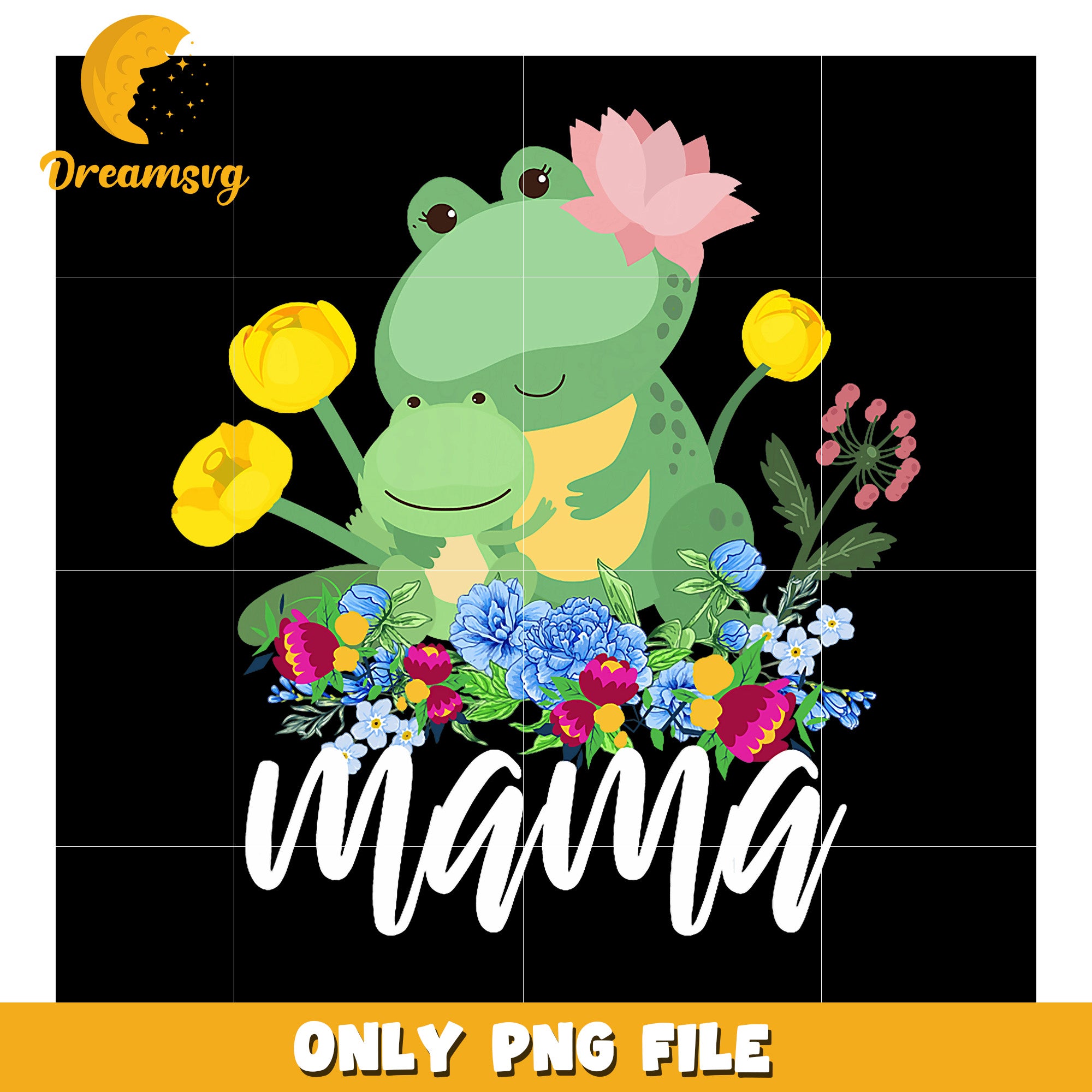 Mama Frog PNG Mother's Day Floral Design – DreamSVG Store