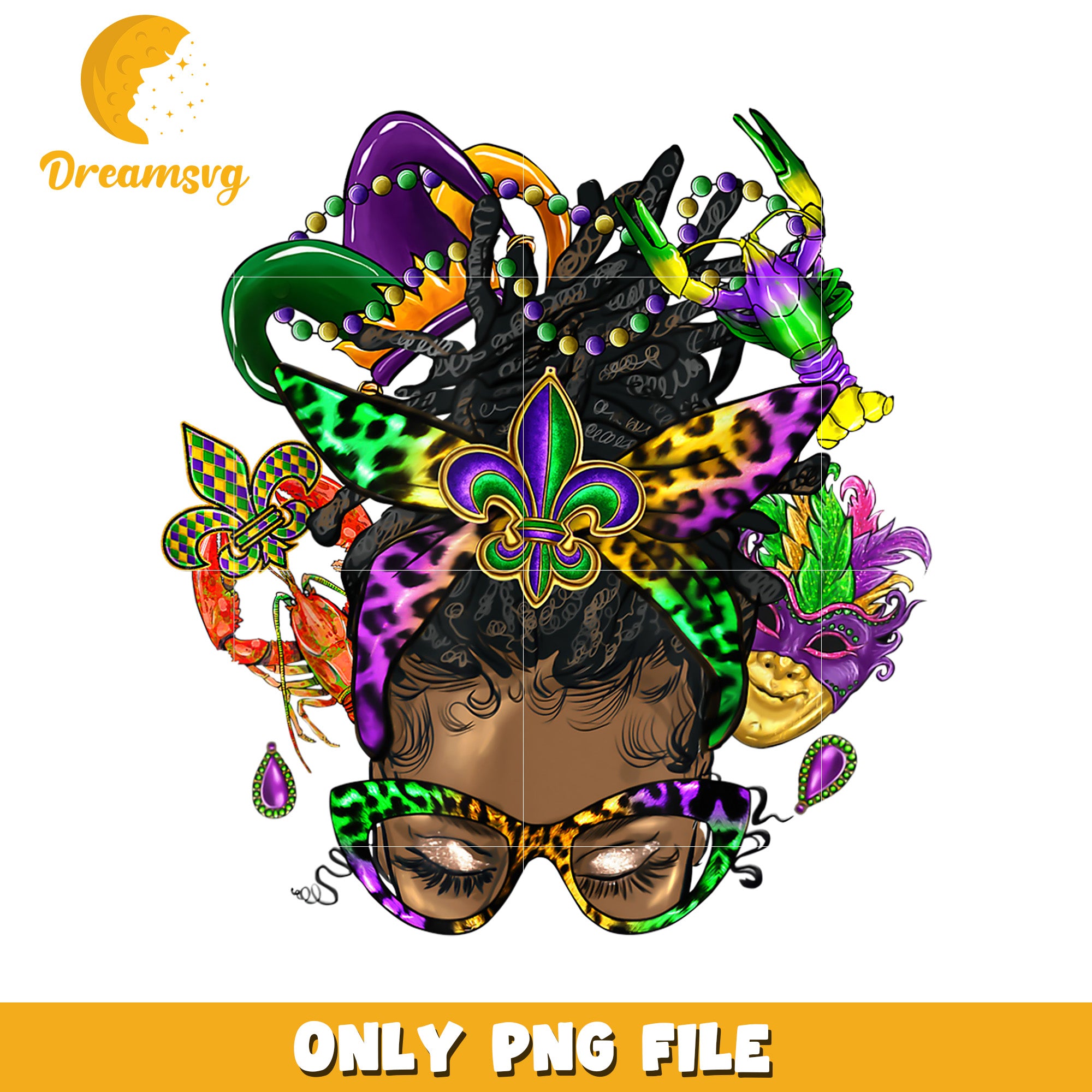 Mardi Gras Afro Messy Bun png, Mardi Gras festival png – DreamSVG Store