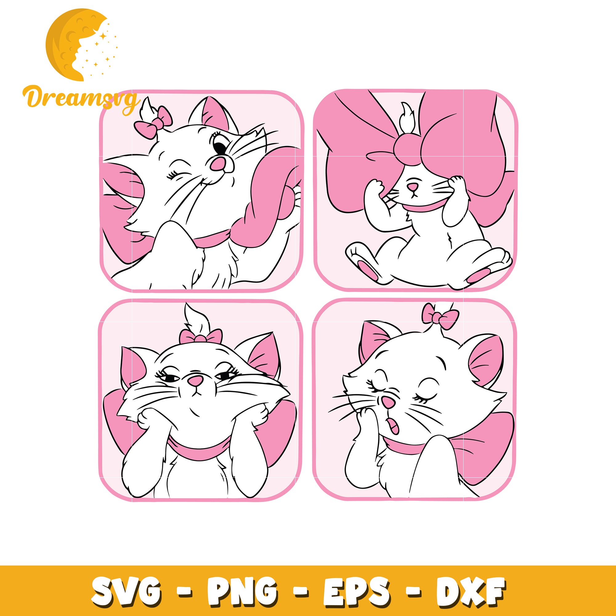 Marie Cat SVG PNG EPS DXF Cut Files – DreamSVG Store