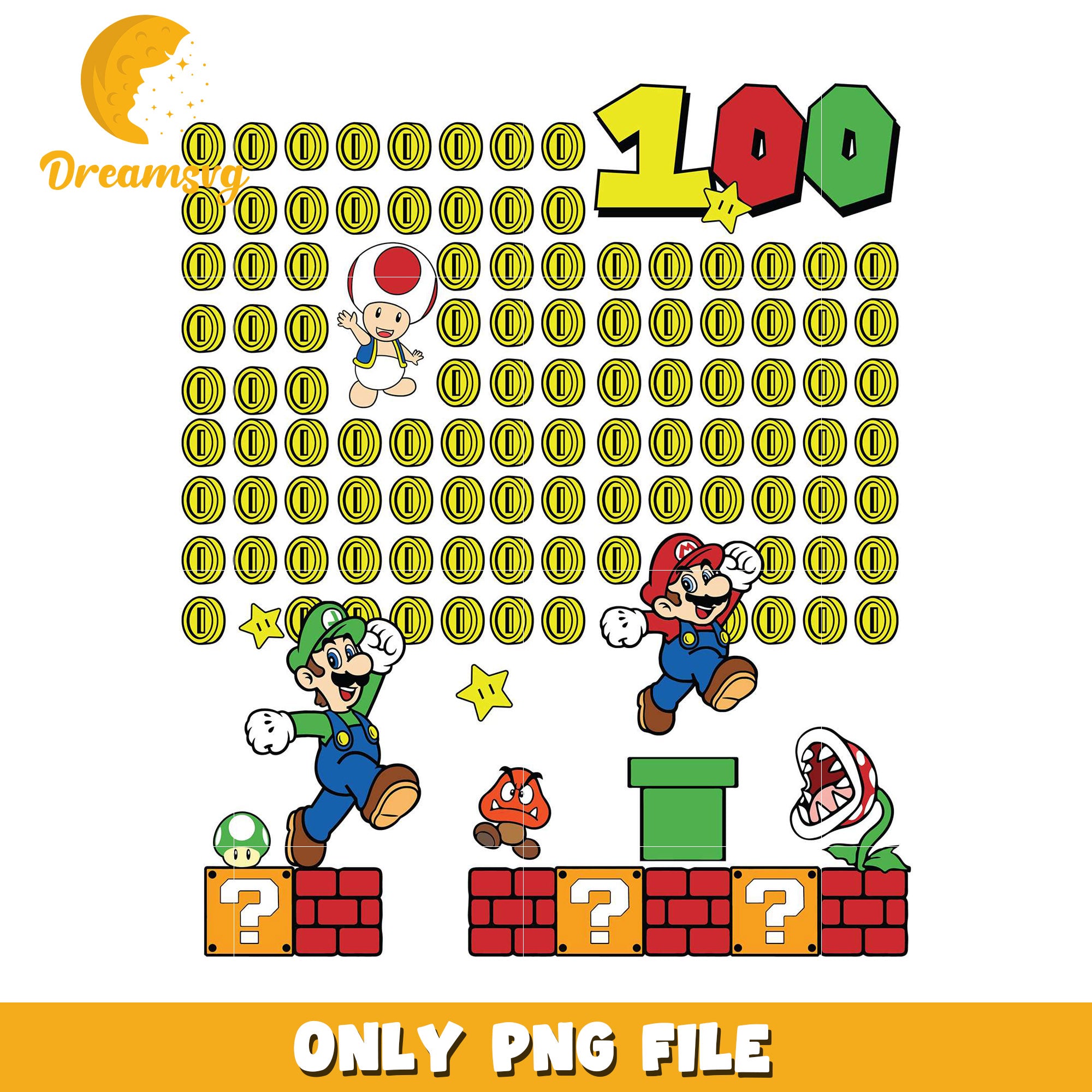 Mario 100 Coins PNG Download – DreamSVG Store