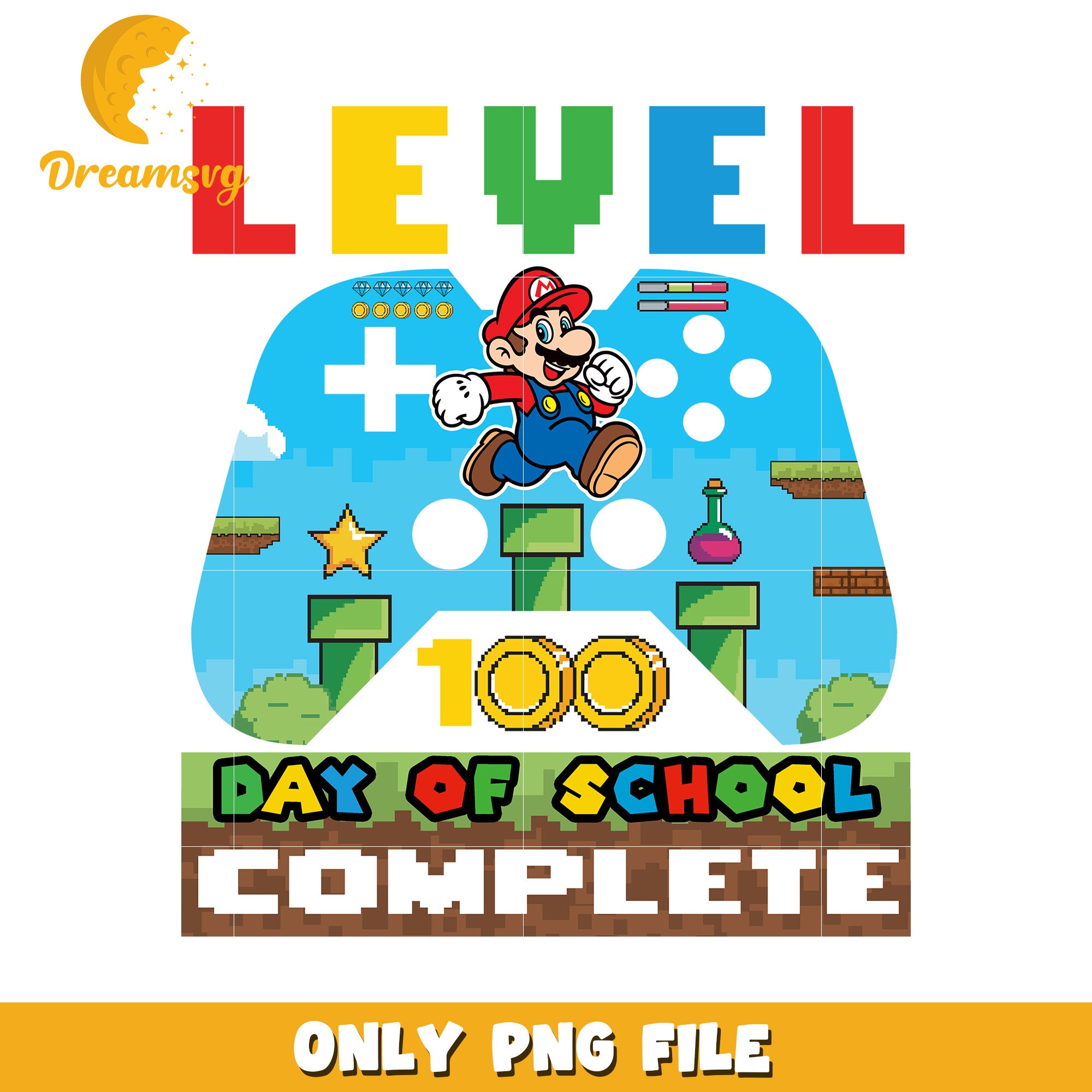 Mario 100 Days School PNG – DreamSVG Store