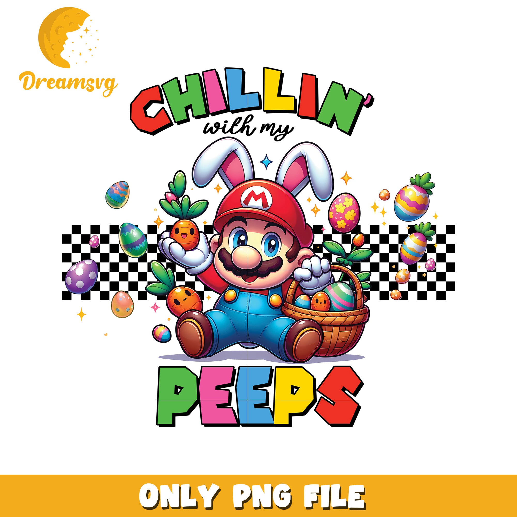 Mario Easter Peeps Chilling with My Bunny Peeps PNG – DreamSVG Store