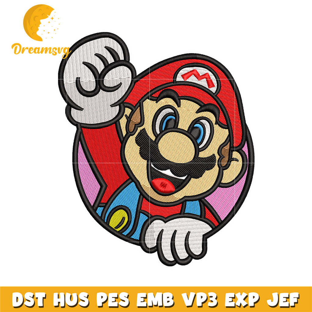 Mario circle embroidery design