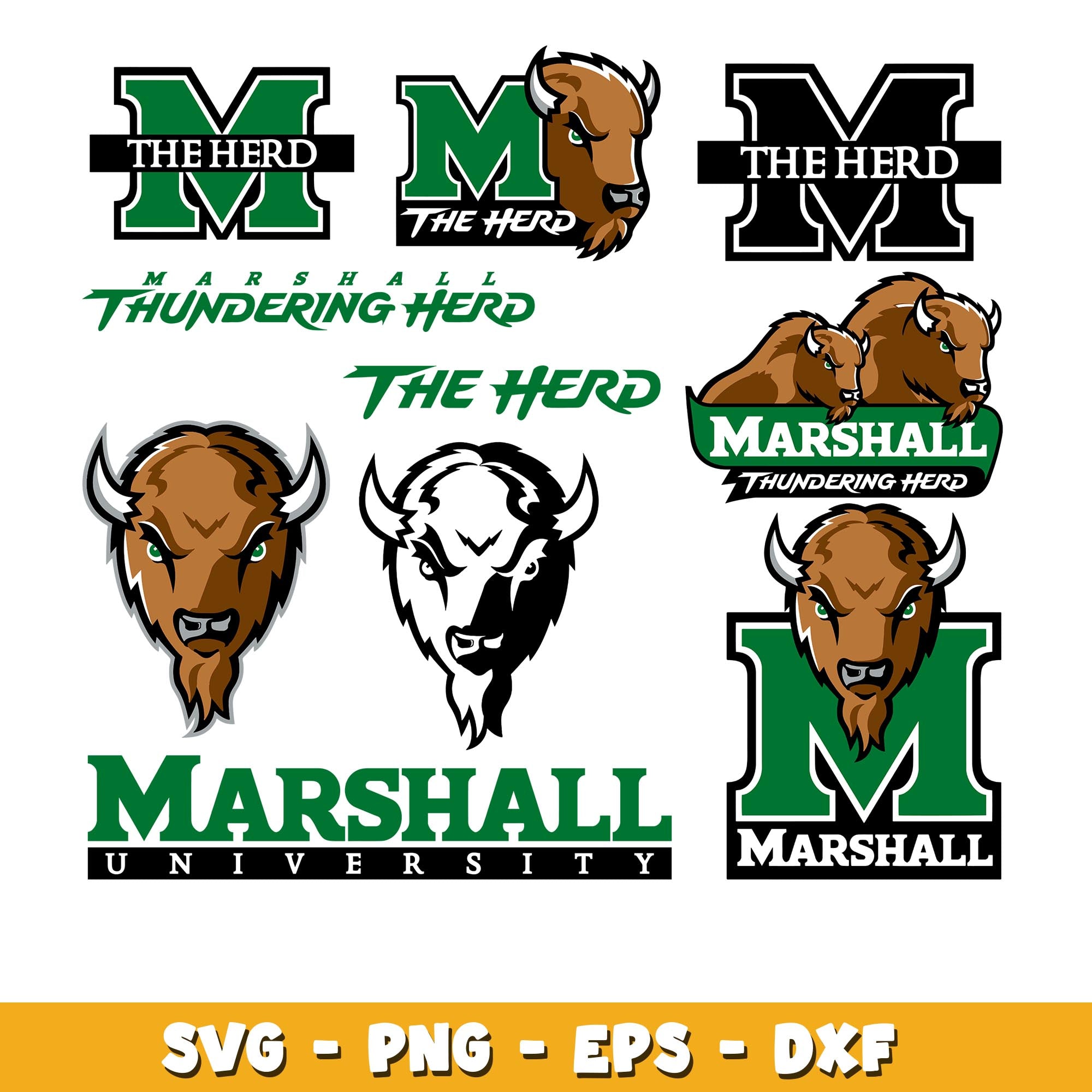 Logotipo De Marshall The Herd Marshall Thundering Herd Sign 8" X 8"
