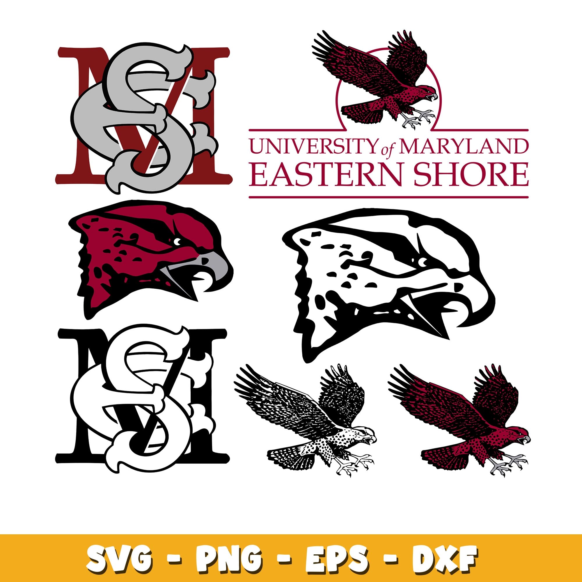 Maryland Eastern Shore Hawks bundle svg, Maryland Eastern Shore Hawks ...