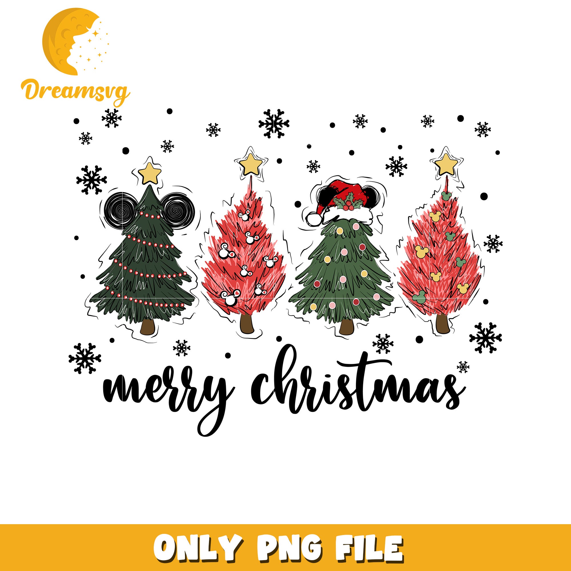 Merry Christmas Trees PNG Design – DreamSVG Store