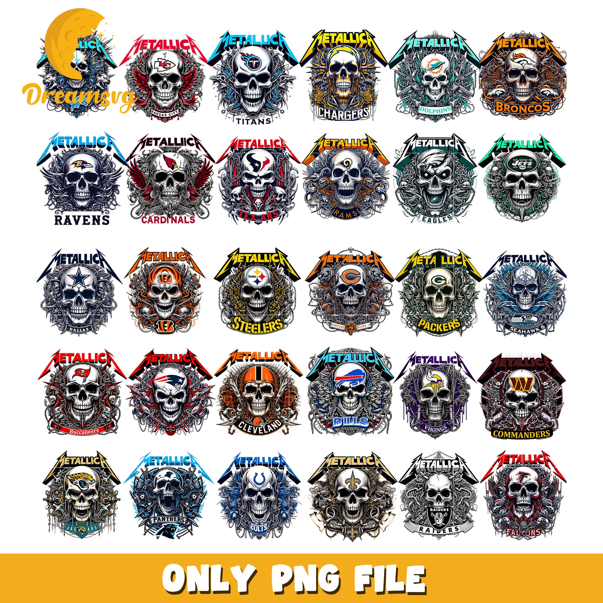 Nfl logo skull metallic bundle png, logo design png, nfl png – DreamSVG ...