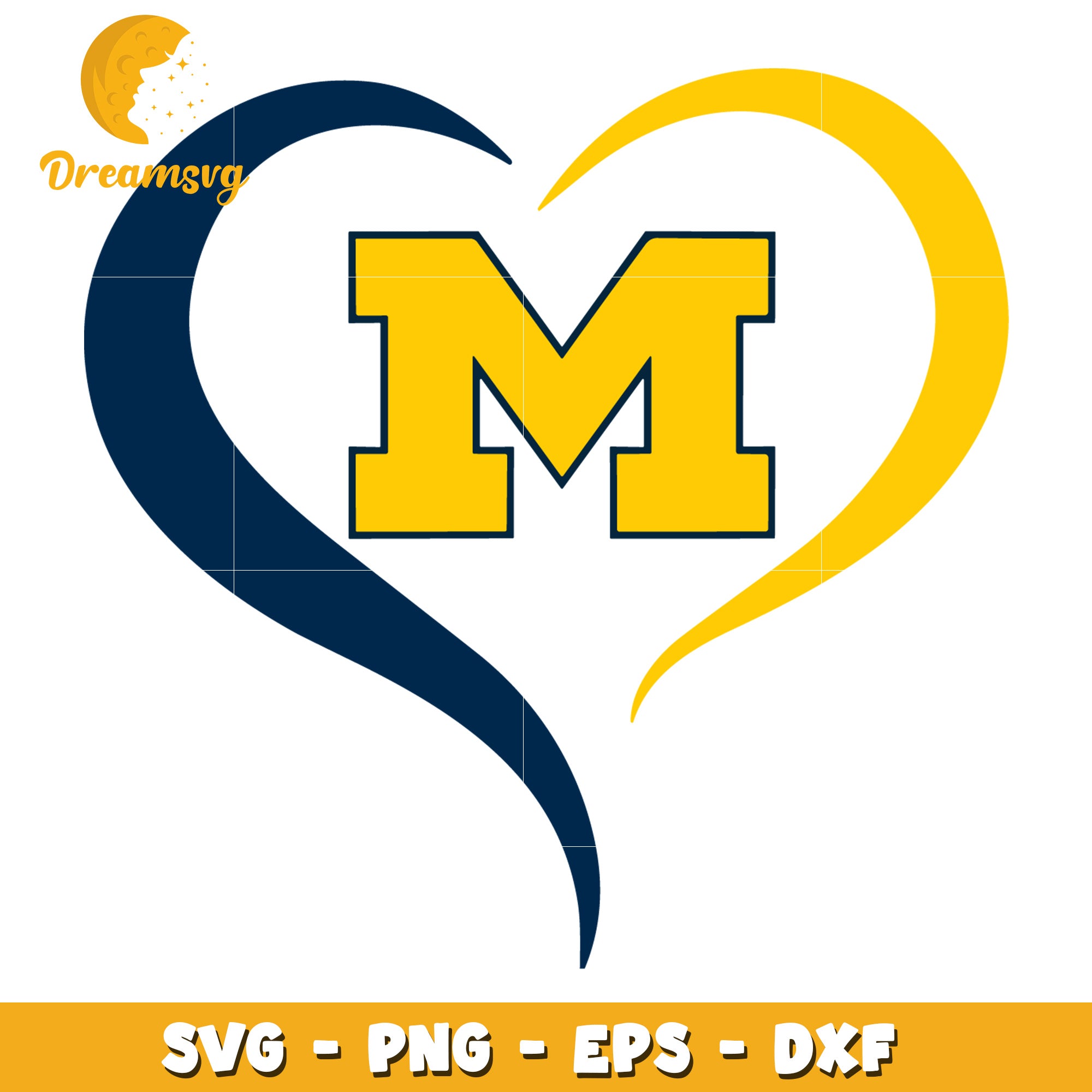 Michigan M Heart SVG PNG EPS DXF – DreamSVG Store