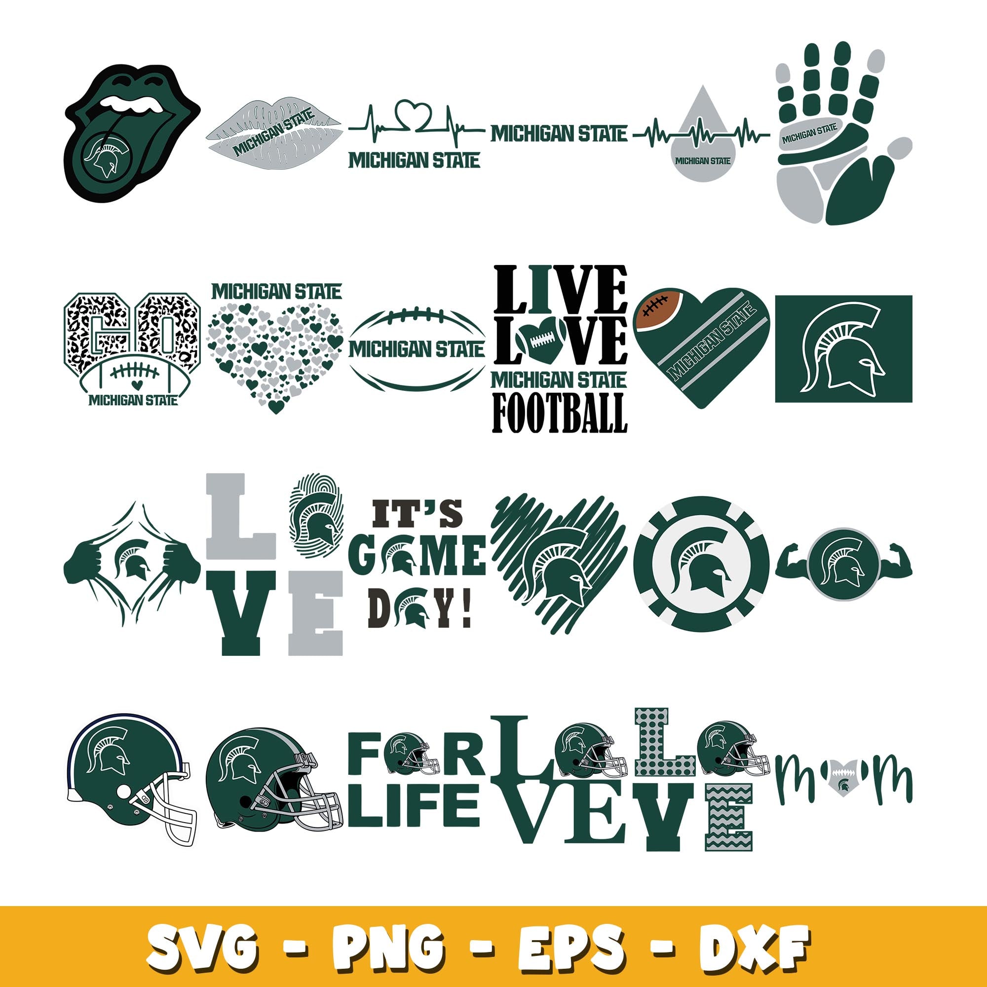 Michigan State Spartans love Bundle svg, Michigan State Spartans logo ...