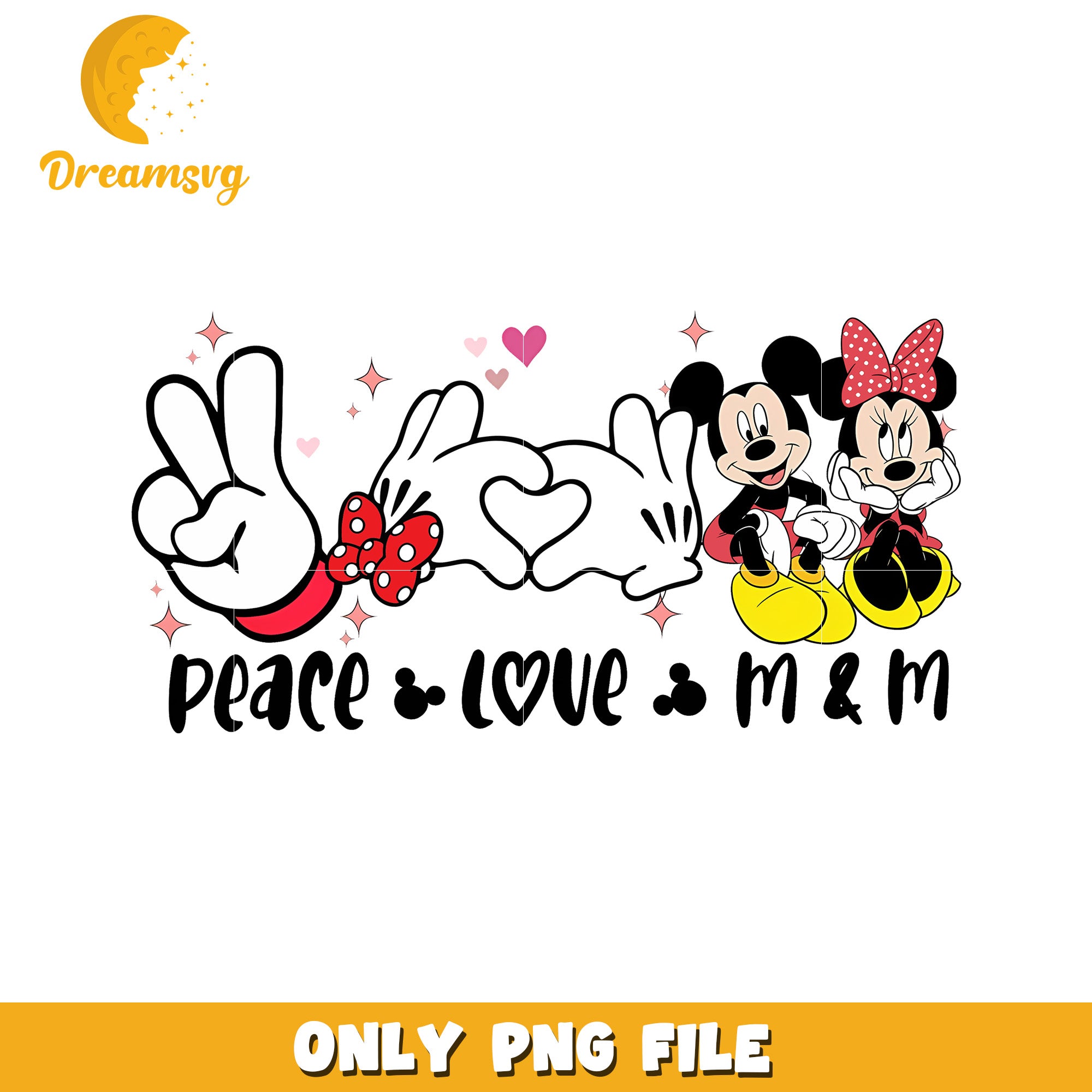 Mickey Minnie Peace Love PNG – DreamSVG Store