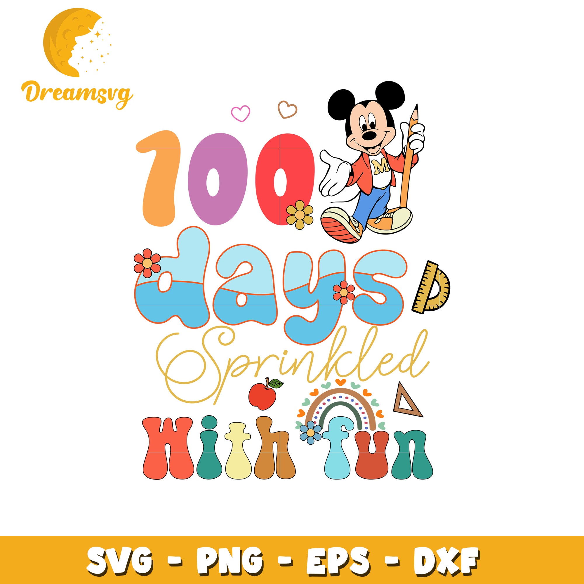 Mickey Mouse 100 Days SVG Cut File – DreamSVG Store
