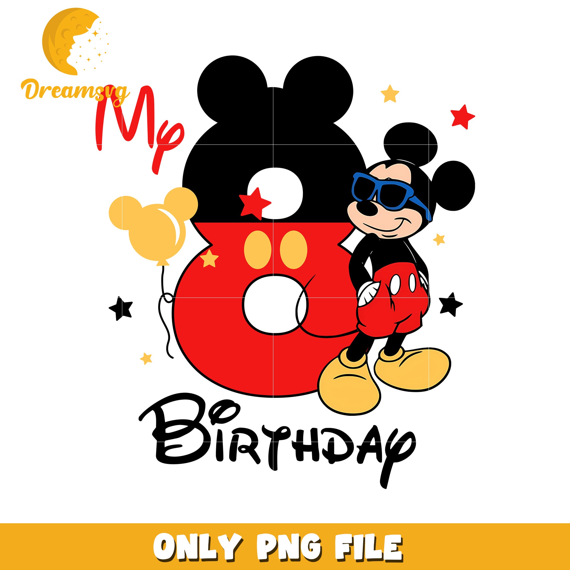 Mickey Mouse Birthday Design for Age Eight PNG File – DreamSVG Store