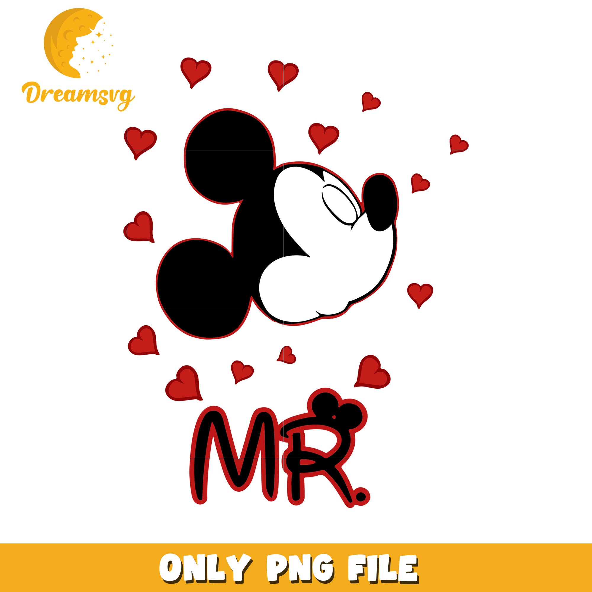 Mickey Mouse Heart Design PNG Mr Love Graphic Art File – DreamSVG Store