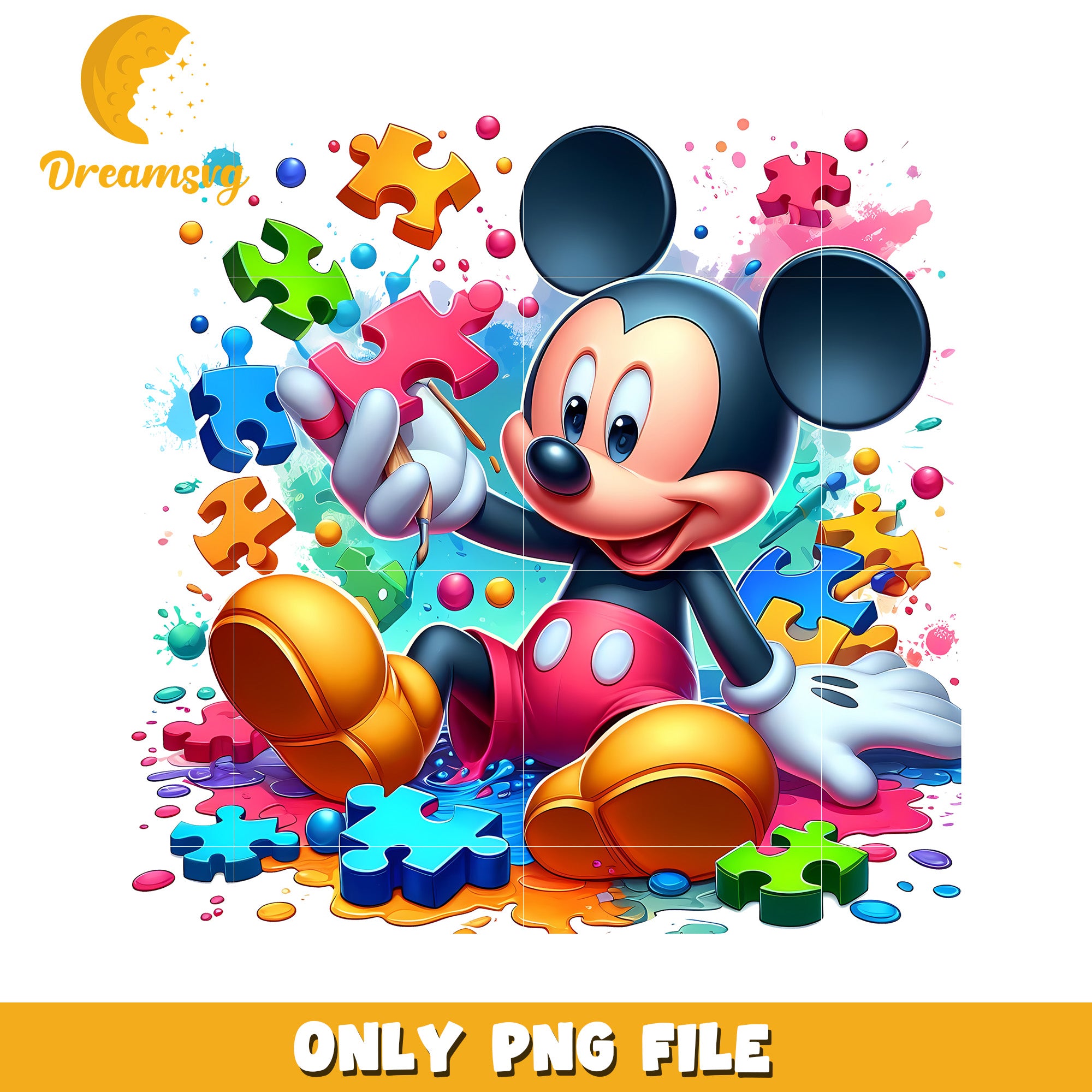 Mickey Mouse Puzzle Fun Colorful PNG Image for Kids – DreamSVG Store