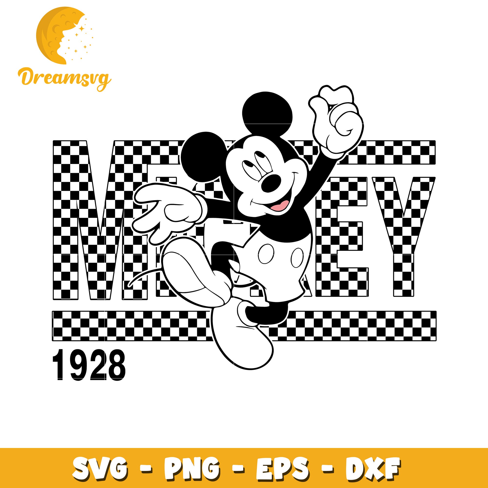 Mickey Mouse SVG 1928 Checkered Design – DreamSVG Store