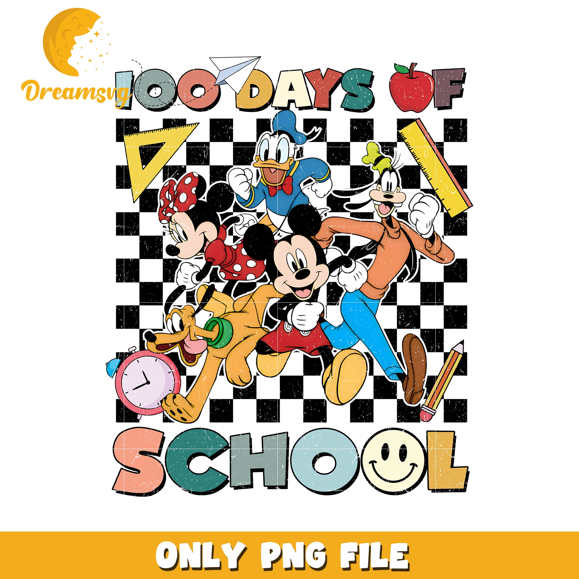 Mickey Mouse and Friends 100 Days of School PNG Image – DreamSVG Store