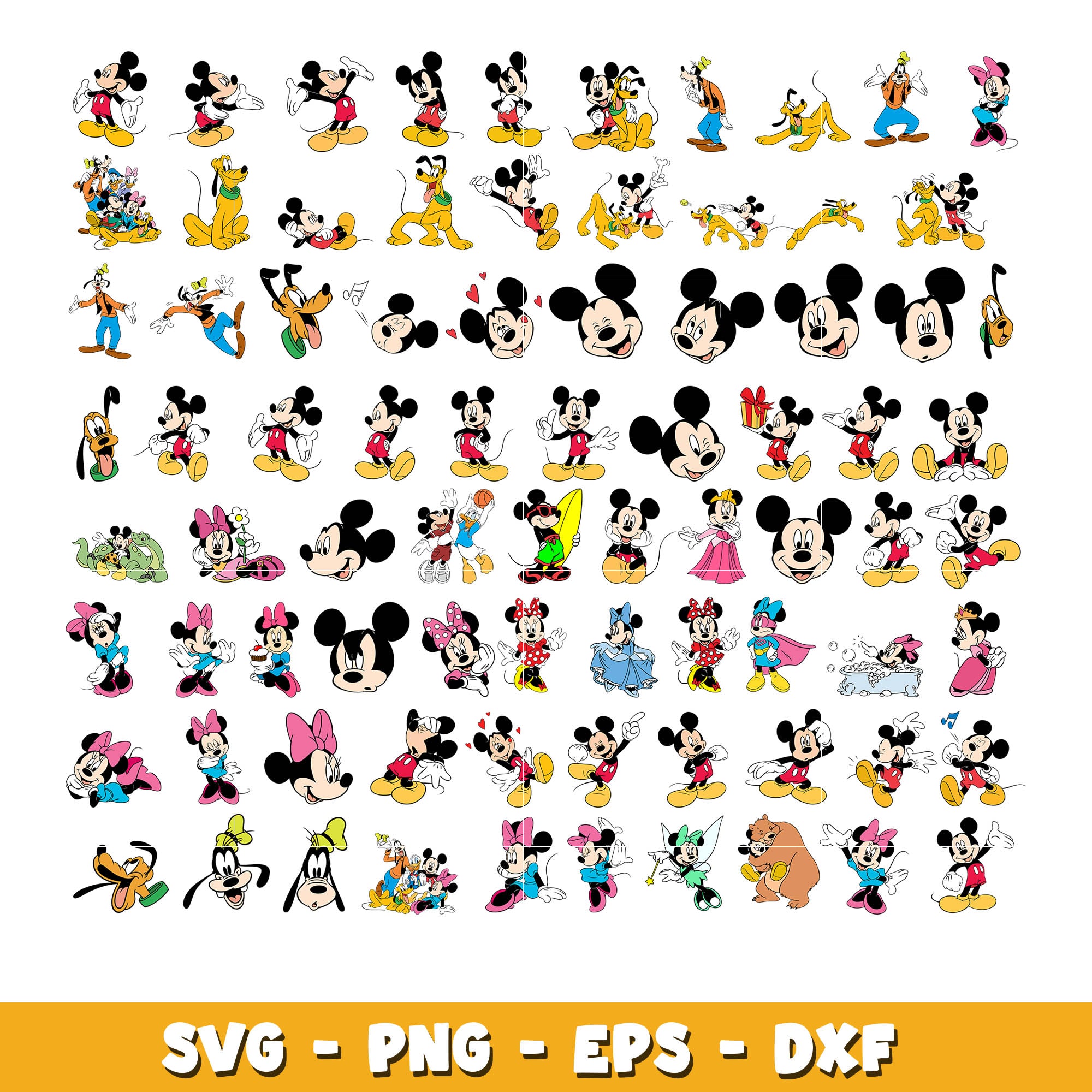 Disney Mickey Minnie Mouse bundle svg, Disney cartoon svg, Digital dow ...