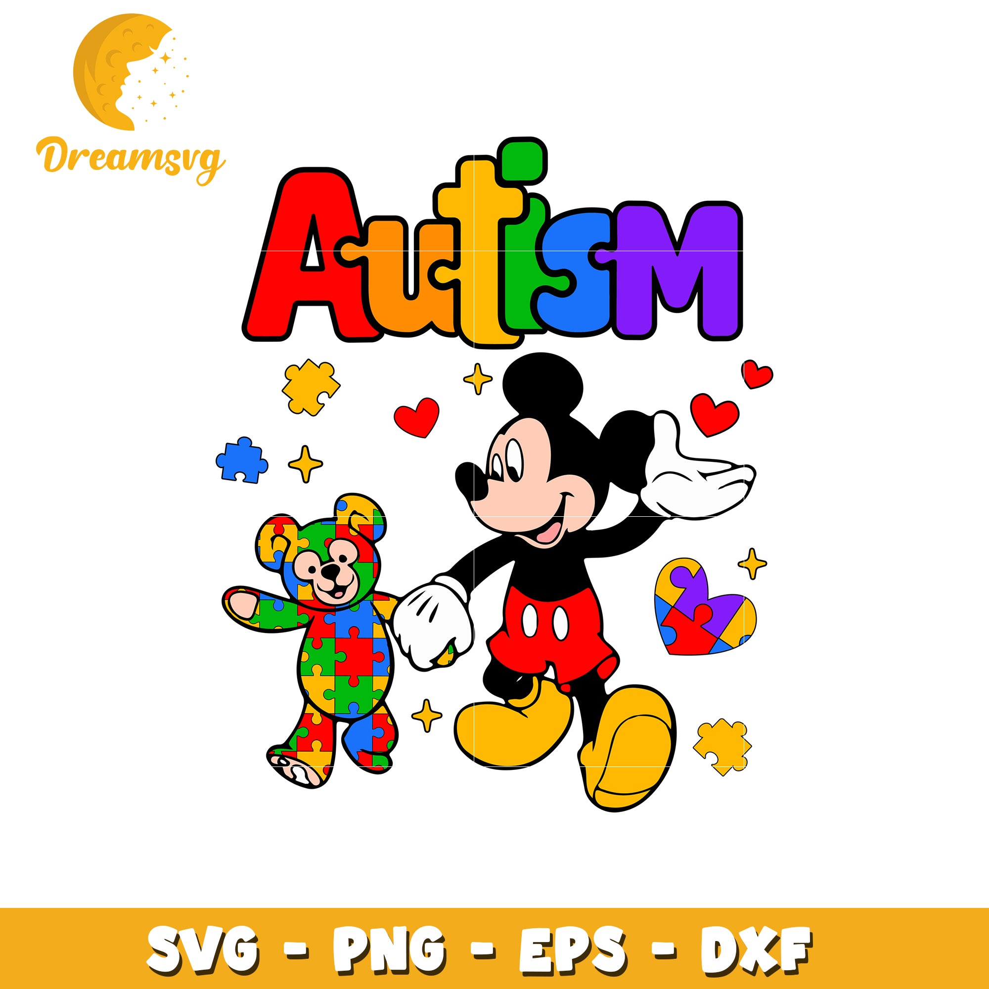 Mickey and bear autism svg, autism awareness svg, mickey mouse svg ...