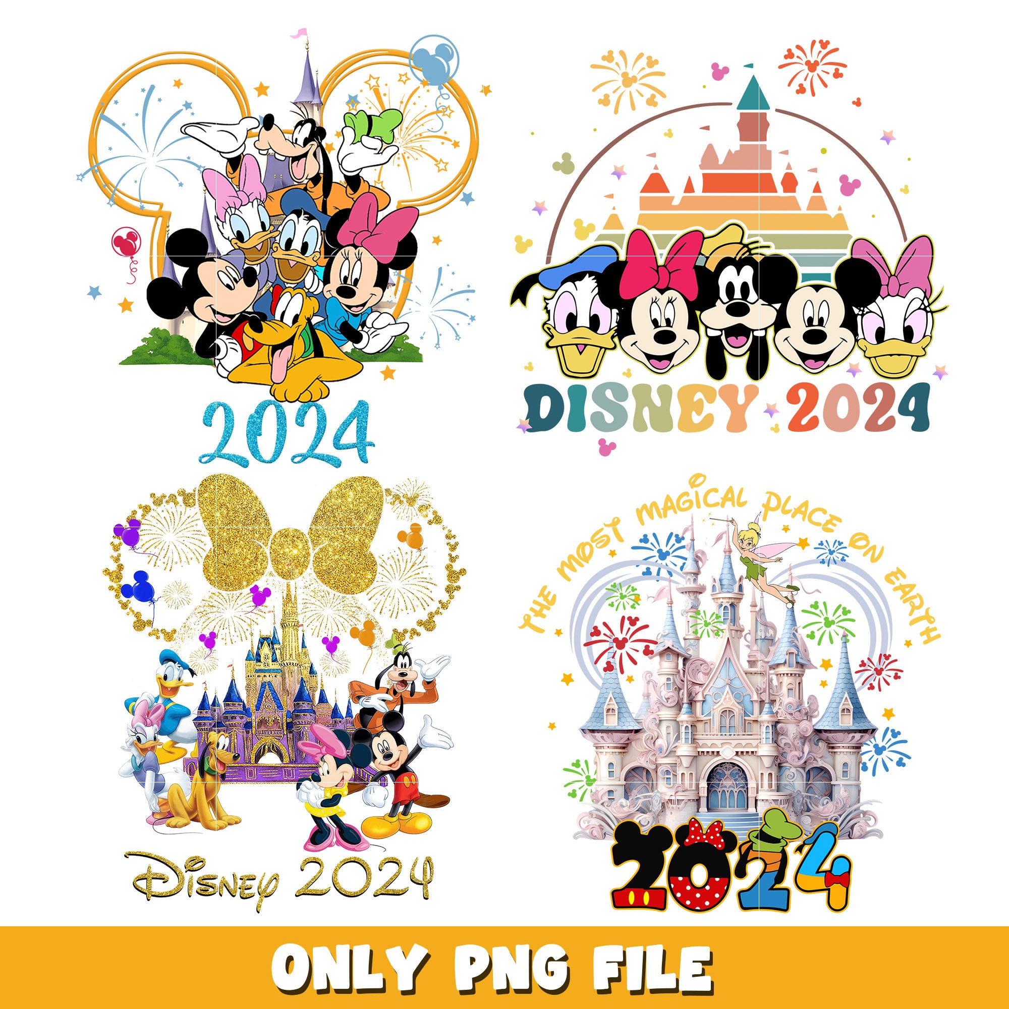 Mickey mouse Magic Kingdom Park bundle png, Disney cartoon png, Digita ...