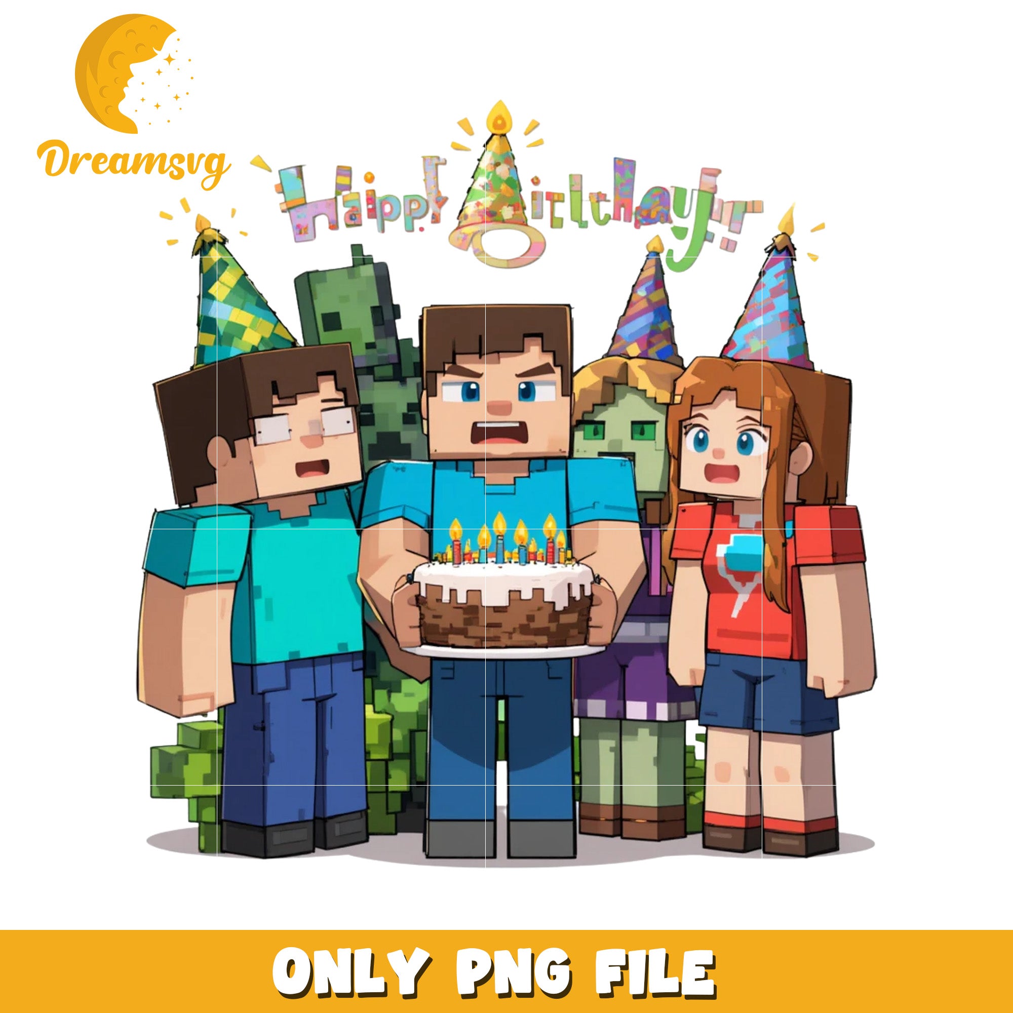 Minecraft chracters happy birthday png, minecraft games png, mincraft ...