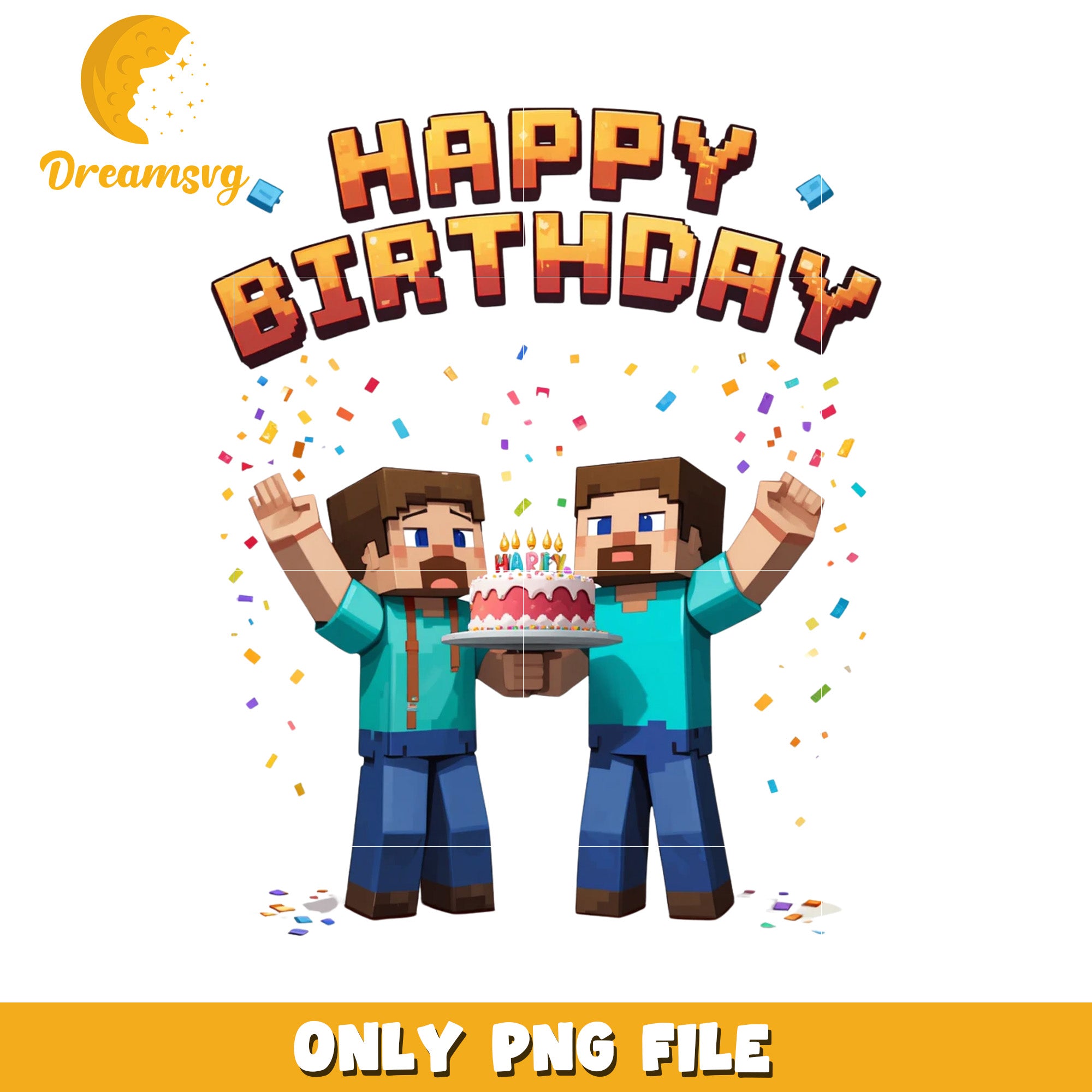 Minecraft steve family happy birthday design png, minecraft the movie ...