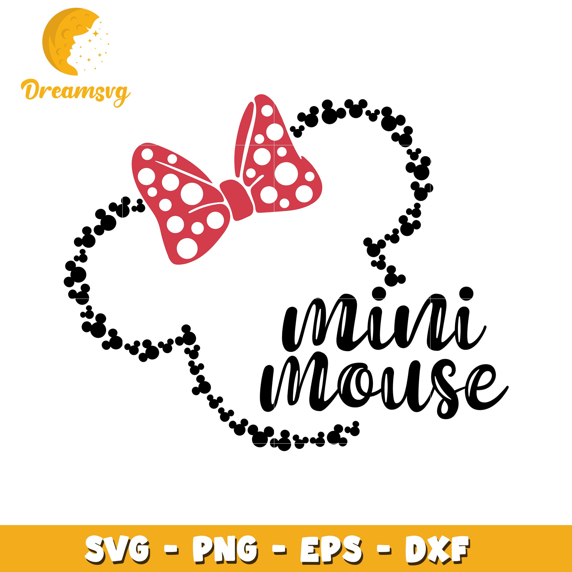 Mini Mouse SVG with Polka Dot Bow for Crafting and Design Use ...