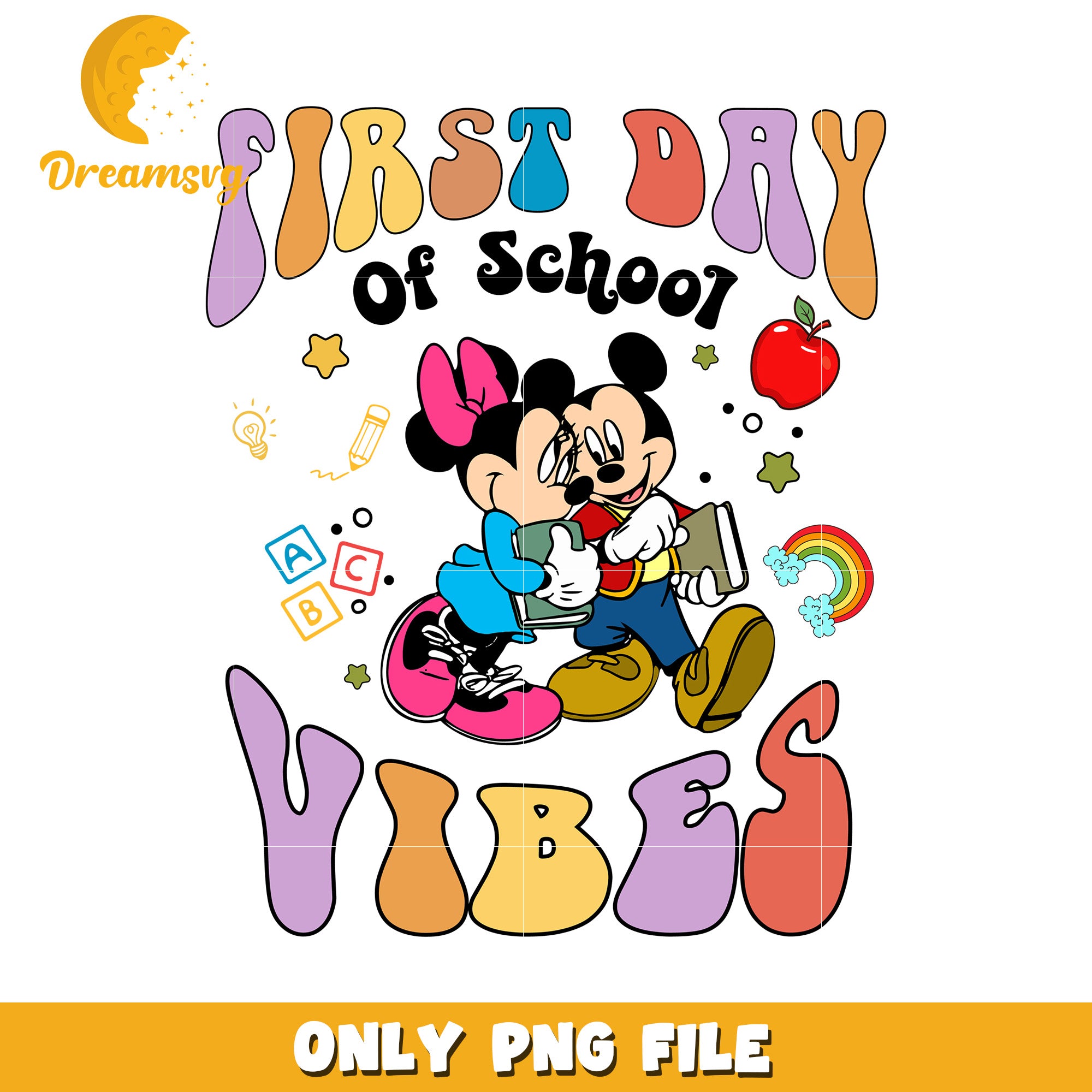Minnie Mickey First Day School PNG – DreamSVG Store