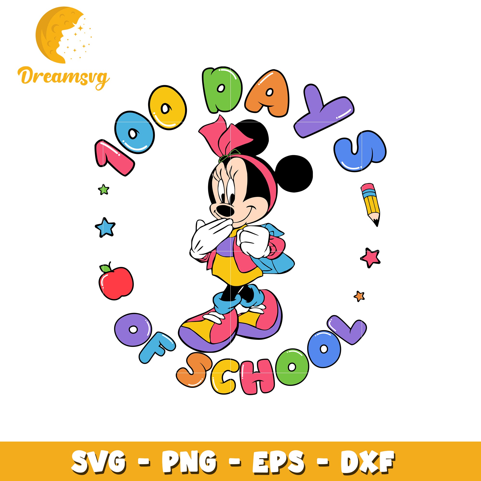 Minnie Mouse 100 Days of School SVG – DreamSVG Store