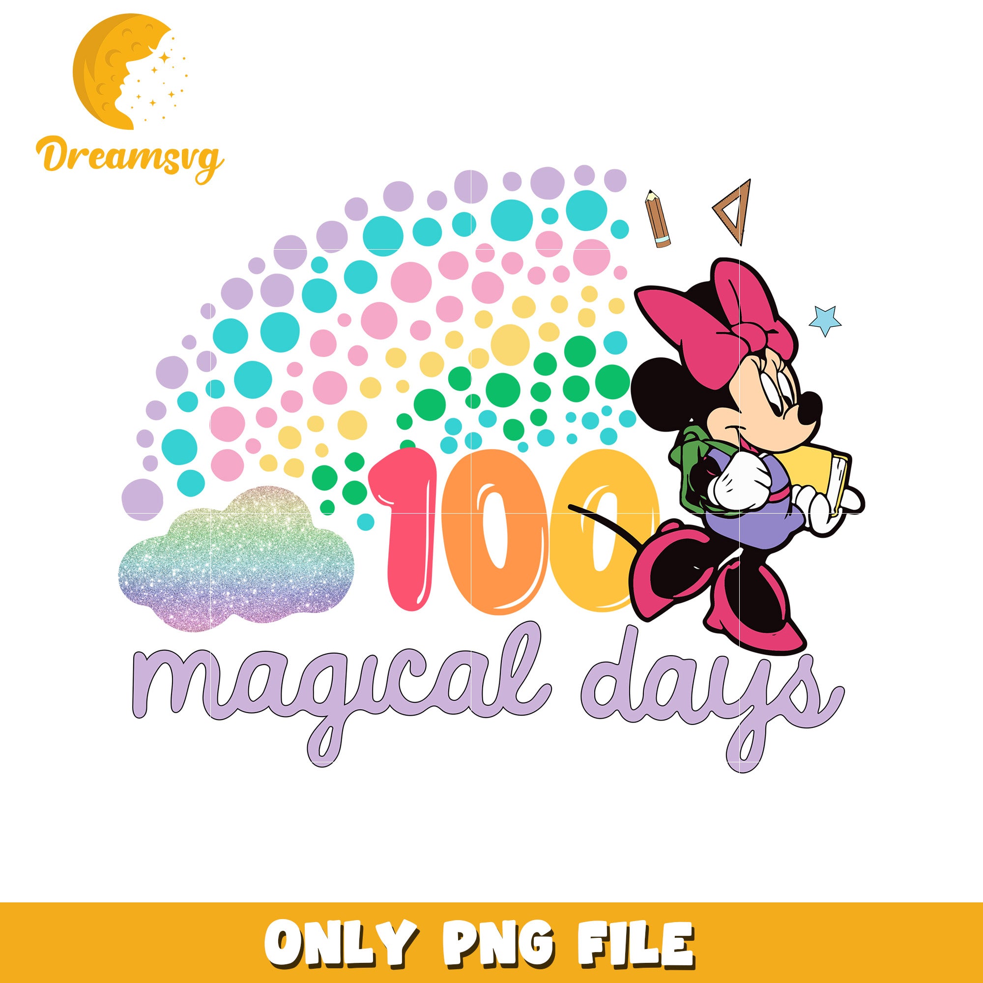 Minnie Mouse 100 Magical Days PNG Clipart Design Image – DreamSVG Store