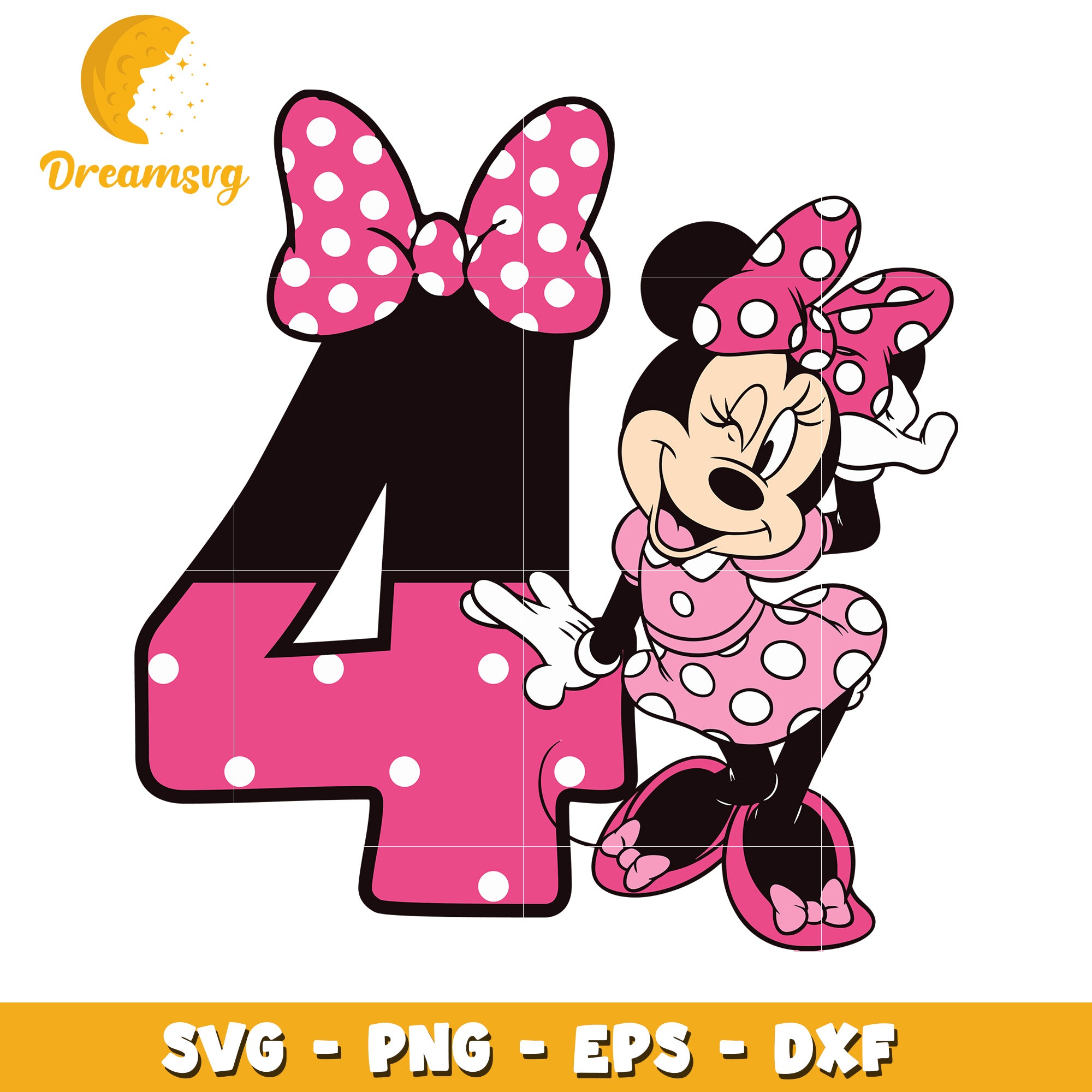 Minnie Mouse Number 4 SVG PNG EPS DXF – DreamSVG Store