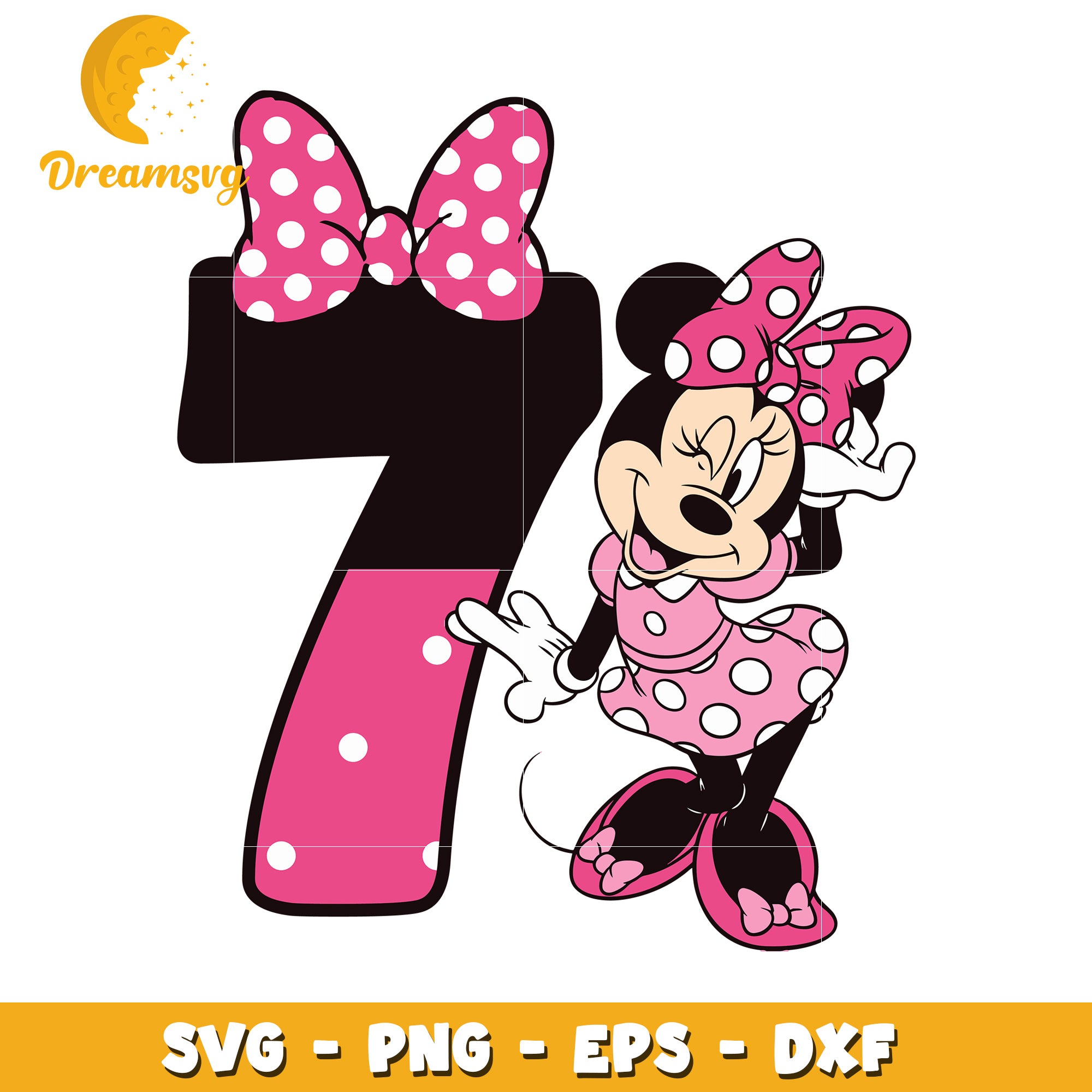 Minnie Mouse Number 7 SVG PNG EPS DXF – DreamSVG Store