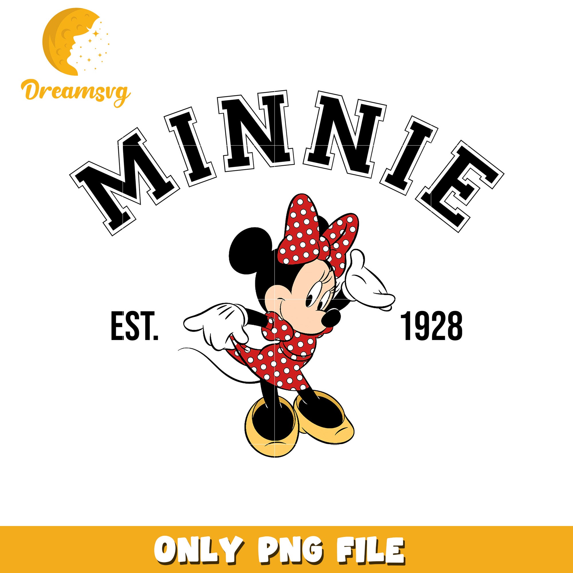 Minnie Mouse PNG 1928 Retro Design – DreamSVG Store