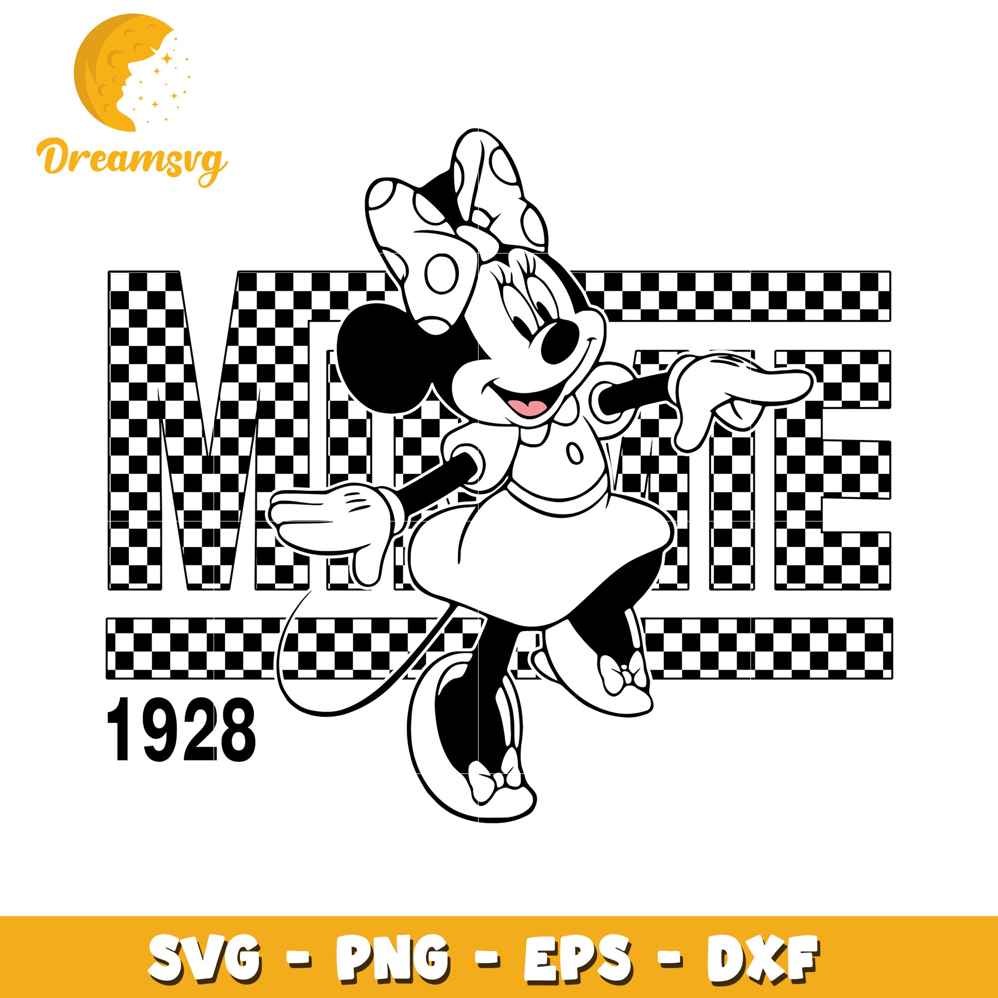 Minnie Mouse SVG 1928 Checkered PNG EPS DXF – DreamSVG Store