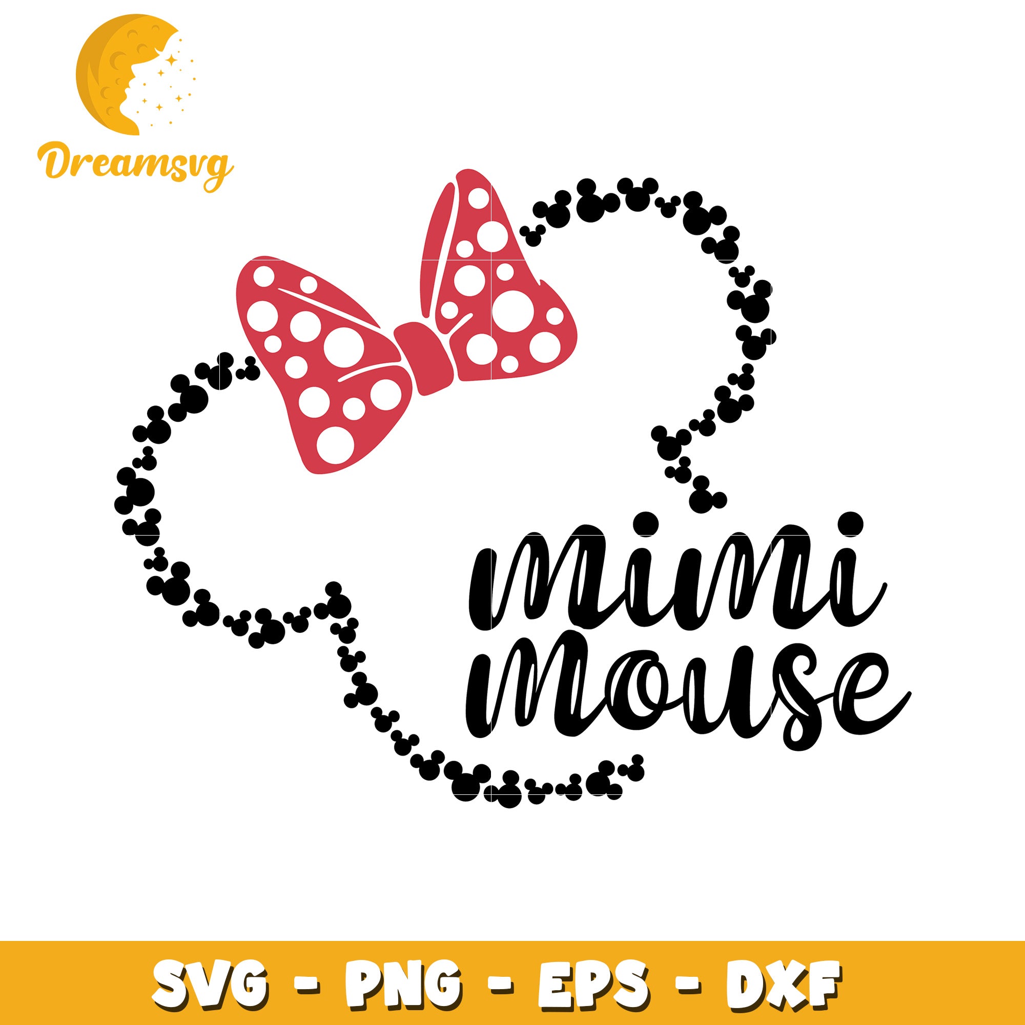 Minnie Mouse SVG Design with Red Bow for Crafting Projects – DreamSVG Store