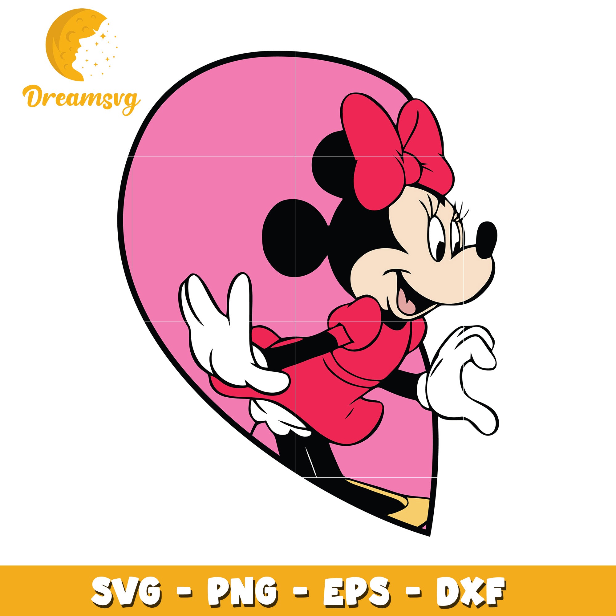 Minnie Mouse SVG File Cute Cartoon Design for Crafts and Prints ...