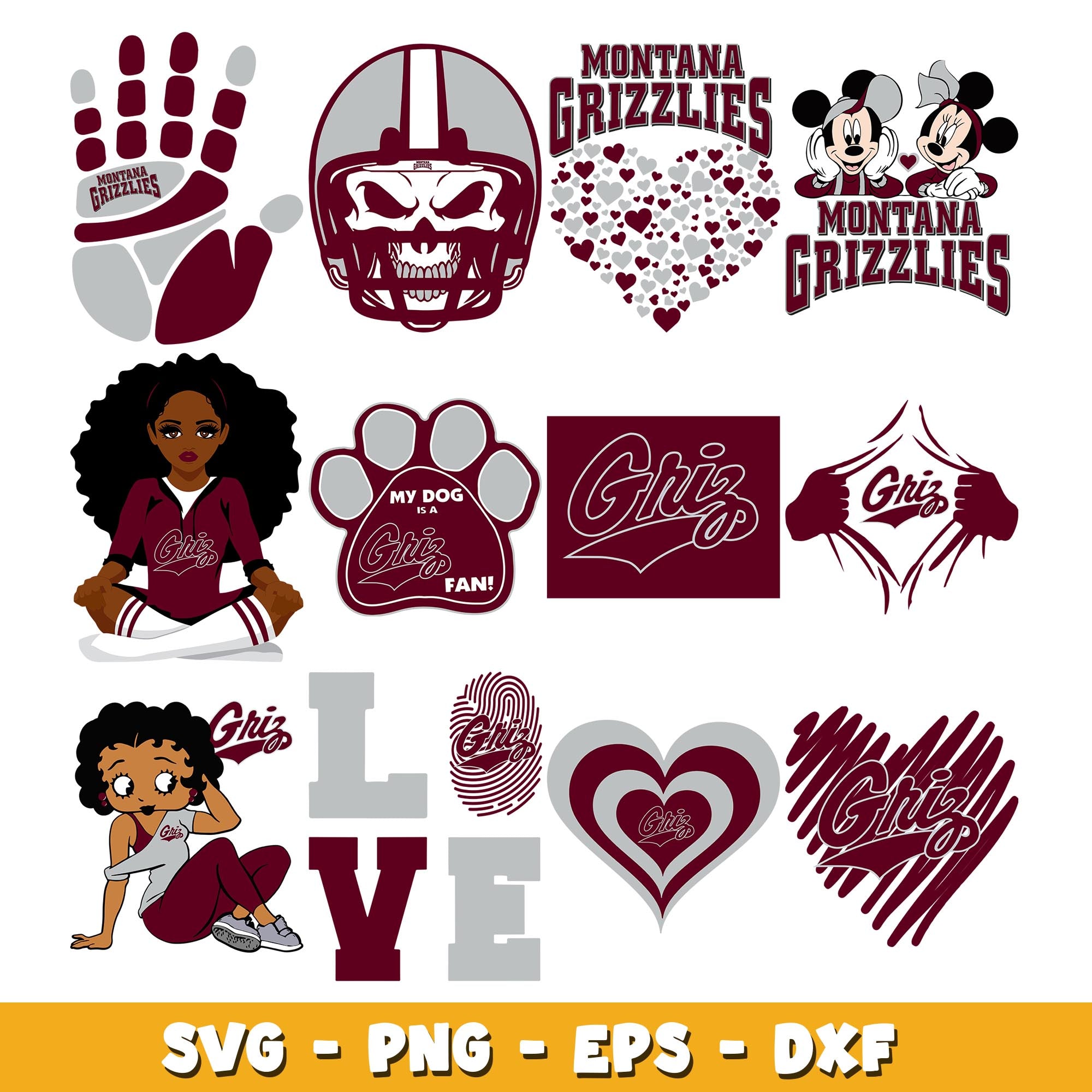 Montana Grizzlies love Bundle svg, Montana Grizzlies logo svg, ncaa sv ...