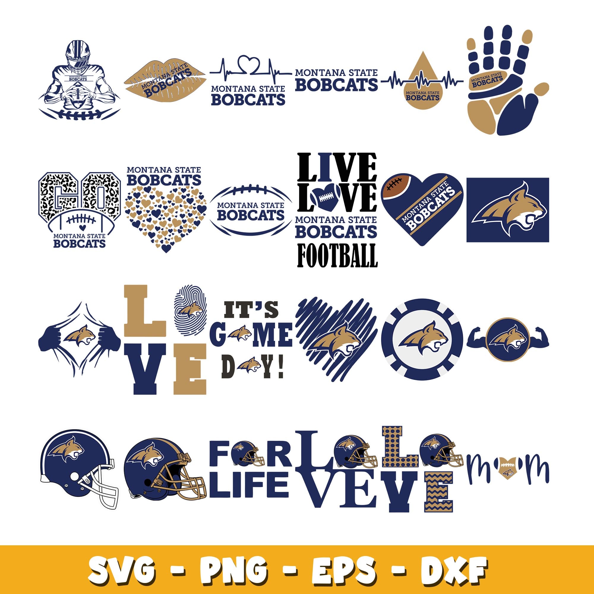 Montana state bobcats love Bundle svg, Montana state bobcats logo svg ...