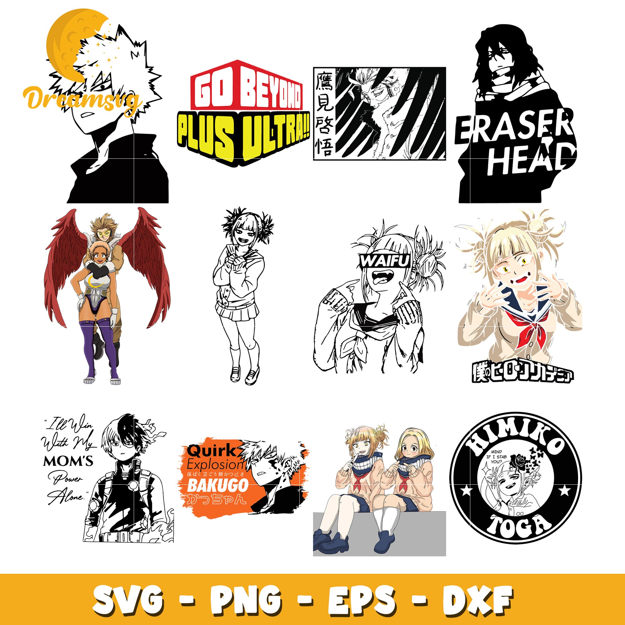 Himiko toga character design bundle svg, my hero academia svg ...