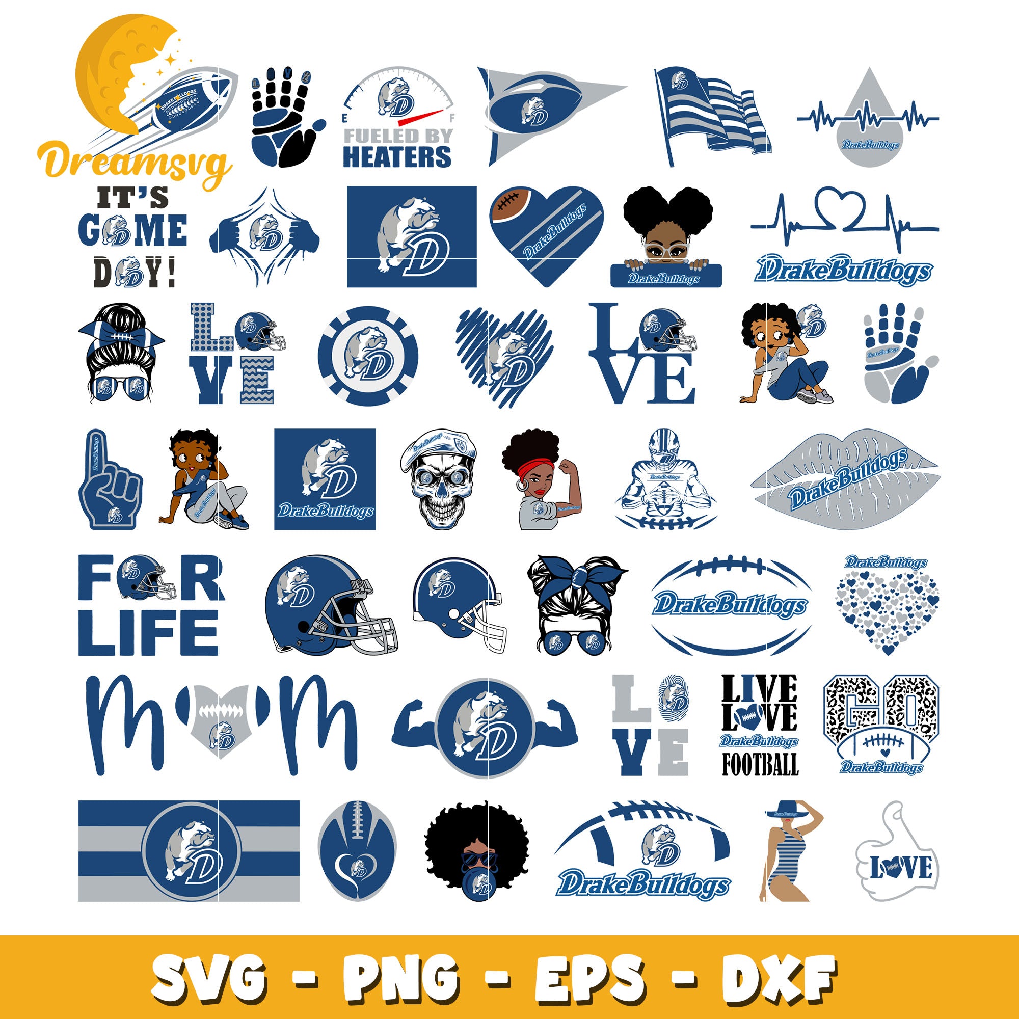 Drake bulldogs logo bundle svg, drake bulldogs football svg – DreamSVG ...