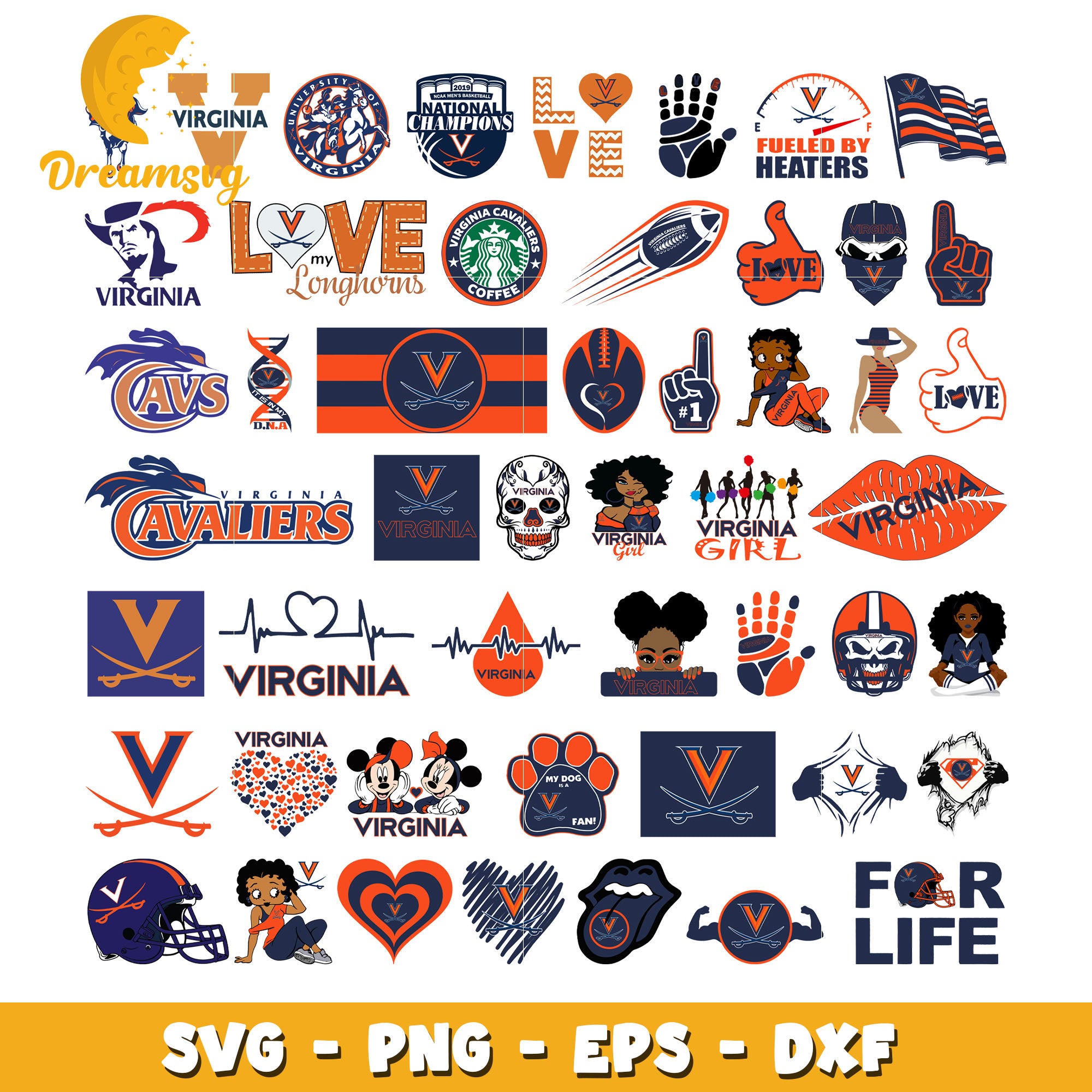Virginia cavaliers logo design bundle svg, virginia cavaliers football ...