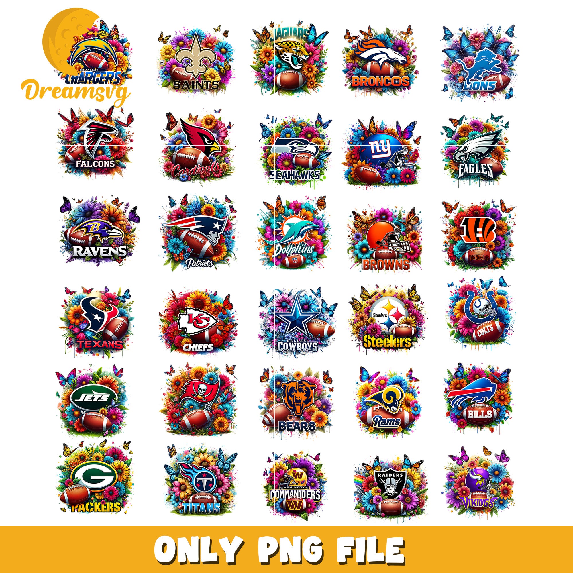 Nfl logo vintage flower bundle png, logo design png, nfl png – DreamSVG ...