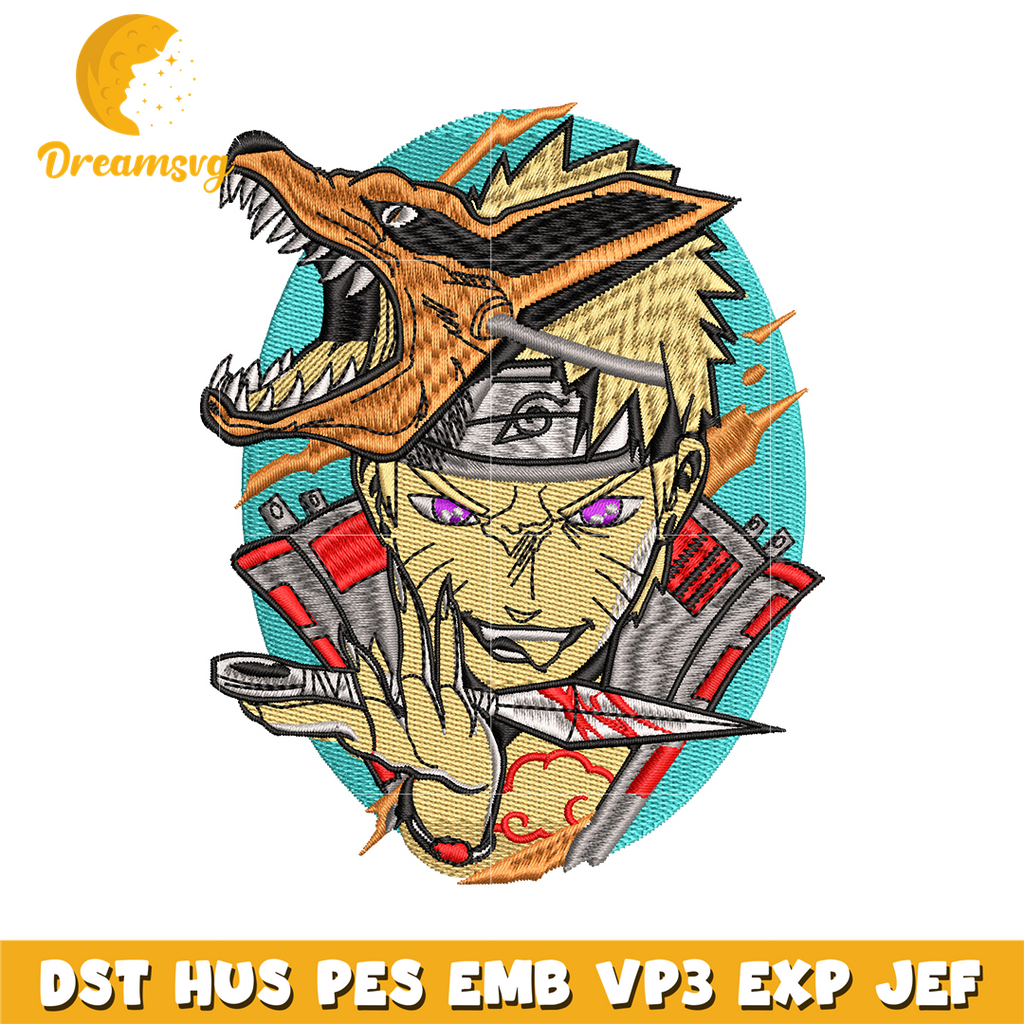 Naruto kurama mask embroidery design