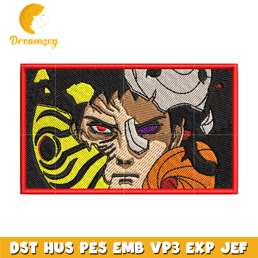 Obito mask broken embroidery design