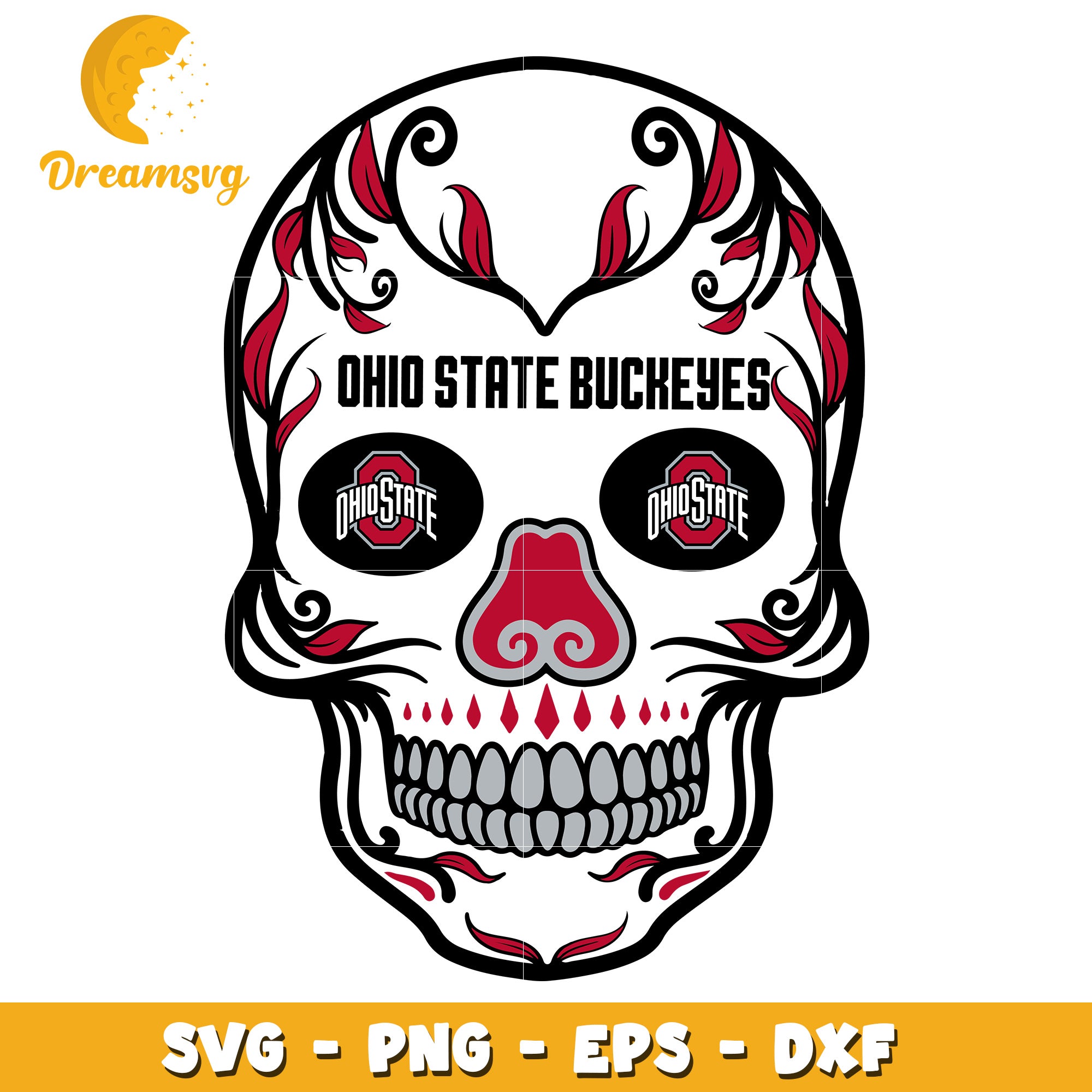 Ohio State Sugar Skull SVG PNG EPS DXF – DreamSVG Store