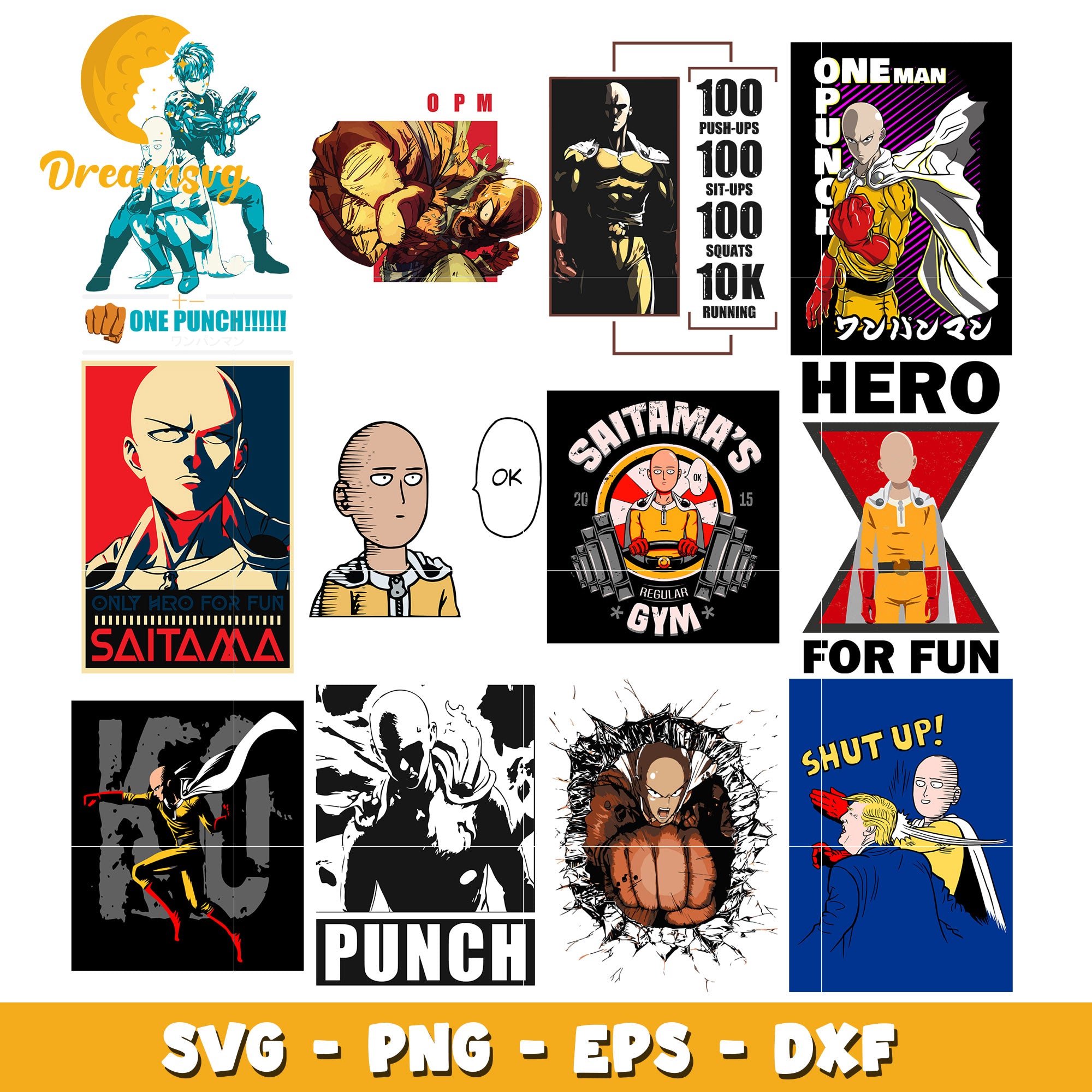 Saitama's regular gym bundle svg, One punch man character svg ...