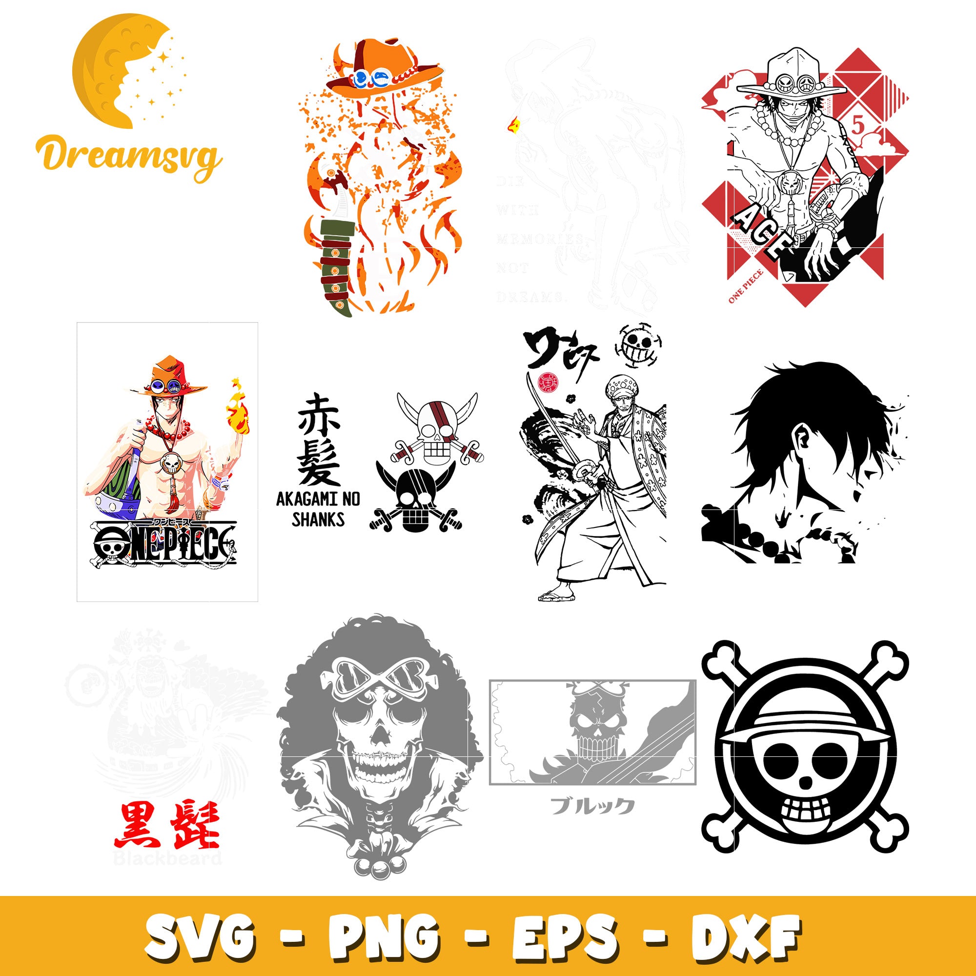 Akagami no Shanks bundle svg, One piece characters svg, anime svg ...