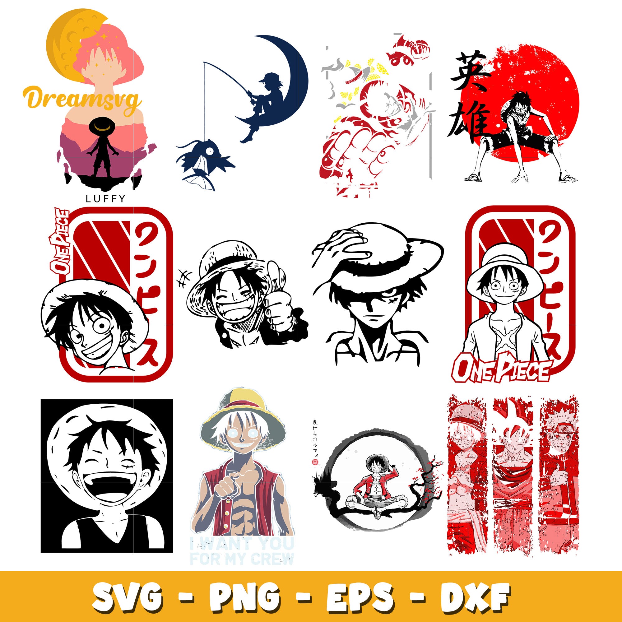 Monkey D.Luffy one piece character bundle svg, Monkey D.Luffy svg ...